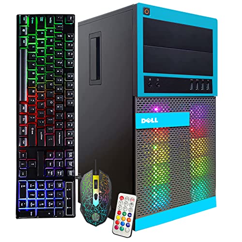 DELL Optiplex Tiny Mini Desktop PC, Intel Core i5, 16GB RAM, 512GB SSD with 24 inch Curved Monitor, AI Enabled RGB Keyboard Mouse, RGB Soundbar and Webcam Windows 11 Pro (Renewed)