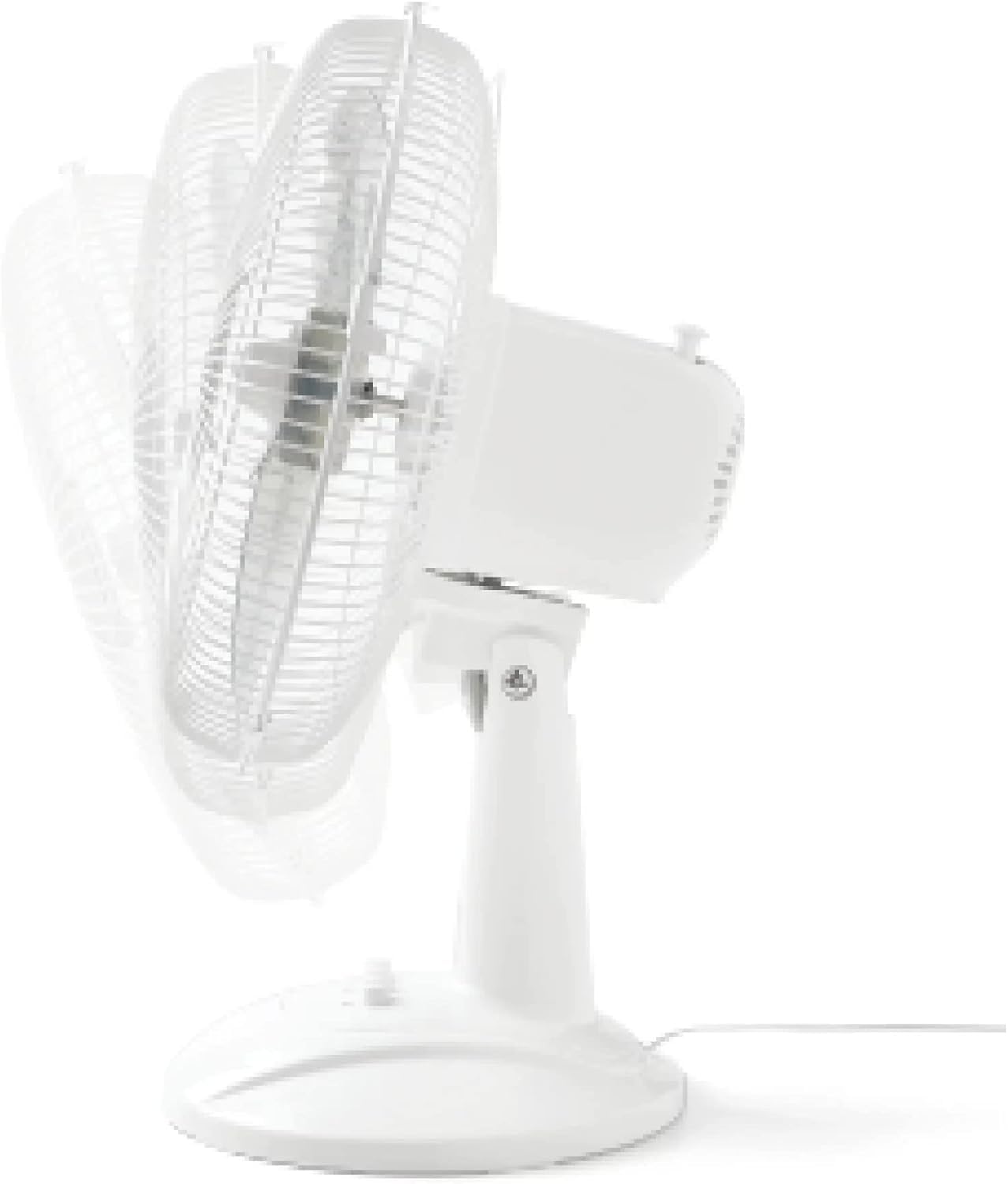TQaSer 12 Inch Oscillating Table Fan, Small Portable Electric Plug-In Desk Fan 3-Speed Adjustable Tilt Head for Bedroom, Home, Kitchen and Office (White)