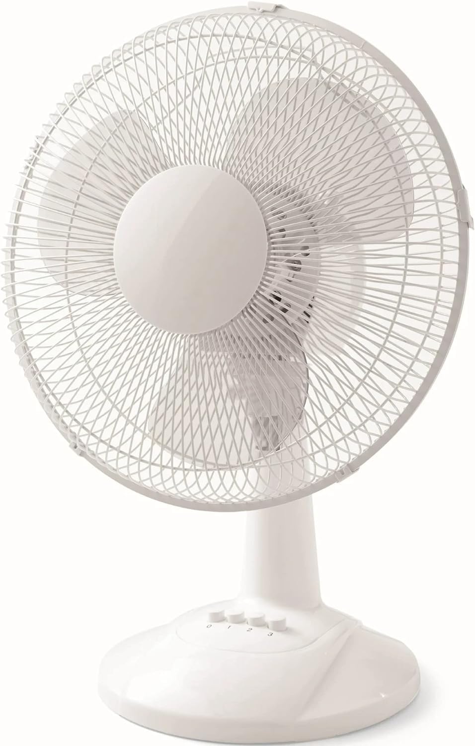 TQaSer 12 Inch Oscillating Table Fan, Small Portable Electric Plug-In Desk Fan 3-Speed Adjustable Tilt Head for Bedroom, Home, Kitchen and Office (White)