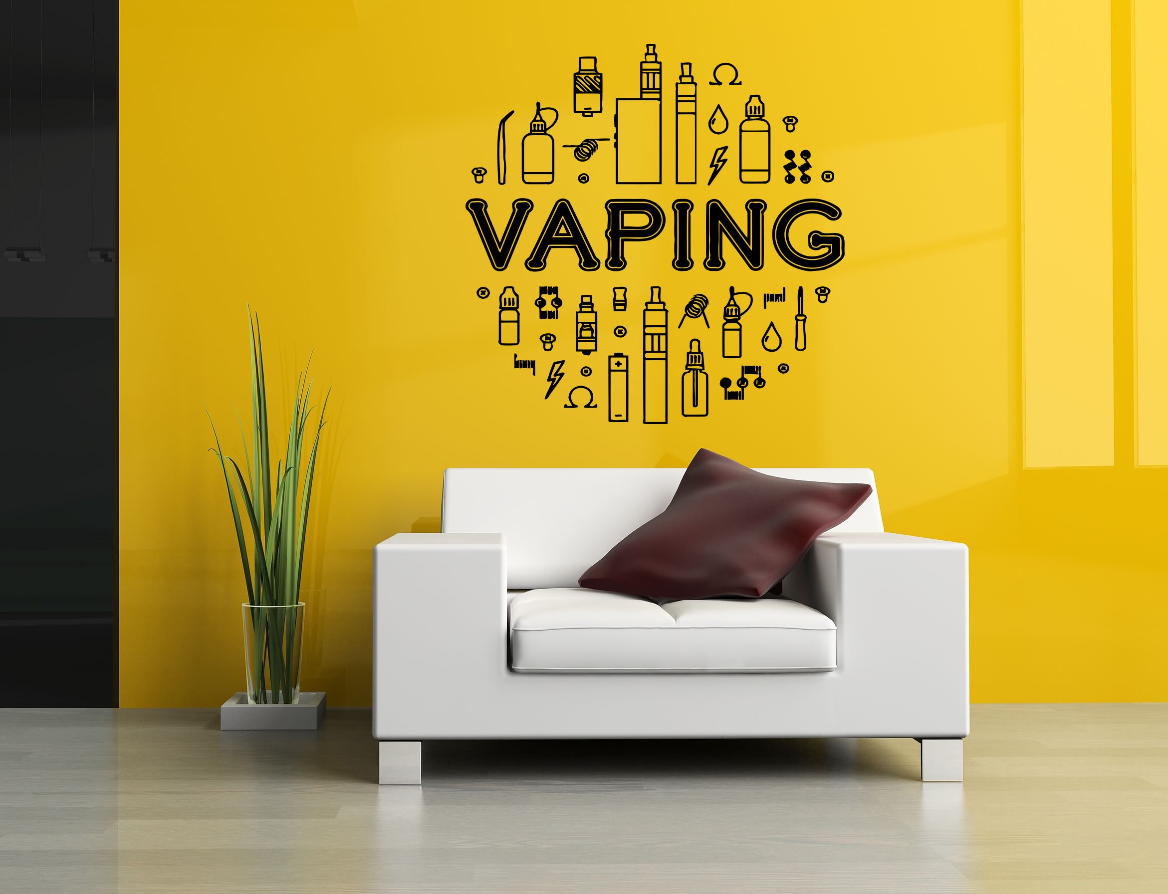 Wall Vinyl Sticker Decal Stop Smoking Start Vaping Quote Phrase Set Vaporizer Vape Word Pen Store Shop Smoke E Cigarettes Liquid Coil Indoor Outdoor Sign Logo SA836