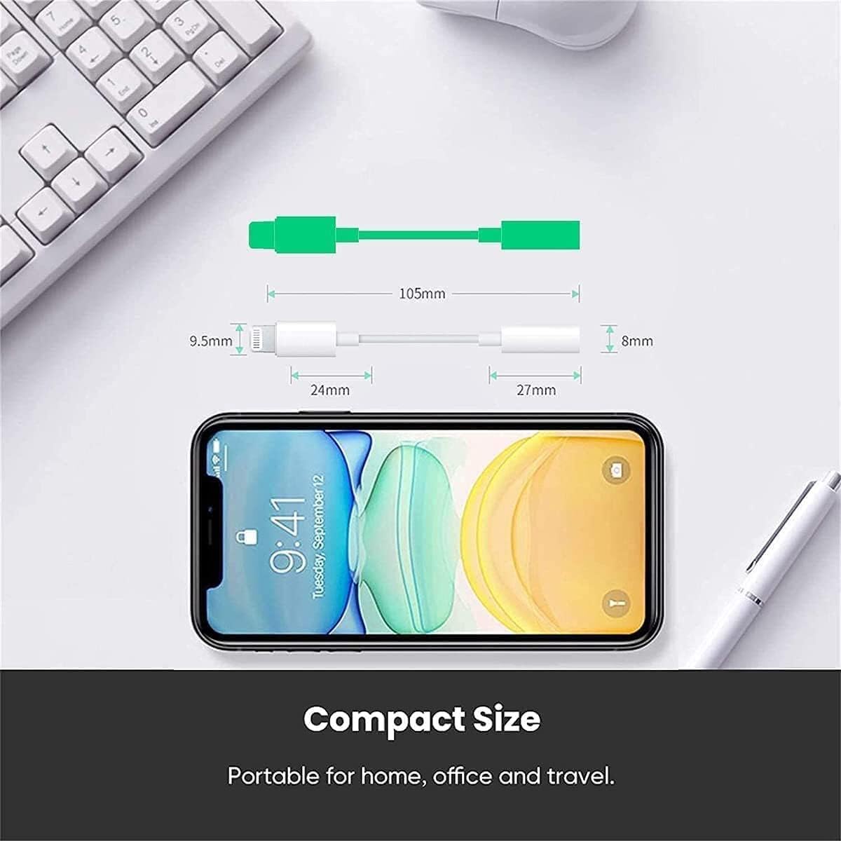 Veetone 3.5mm AUX Headphone Adapter, Lightning to 3.5mm, CSR Smart Chip, Stable Connection, Fast Transmission, Wide Signal Range, Supports 48 KHz, 26-bit Audio, HD Audio Decoding
