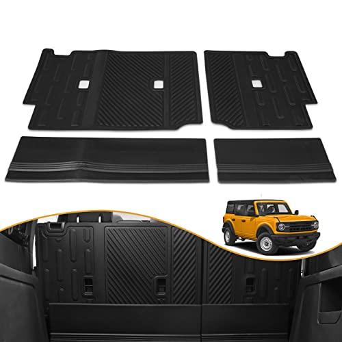 HIBRONGO Back Seat Covers Protector Back Rest Mat Compatible with 2021-2024 Ford Bronco 4 Door, Seat Folded Down Cargo Mat w/Lower Lips