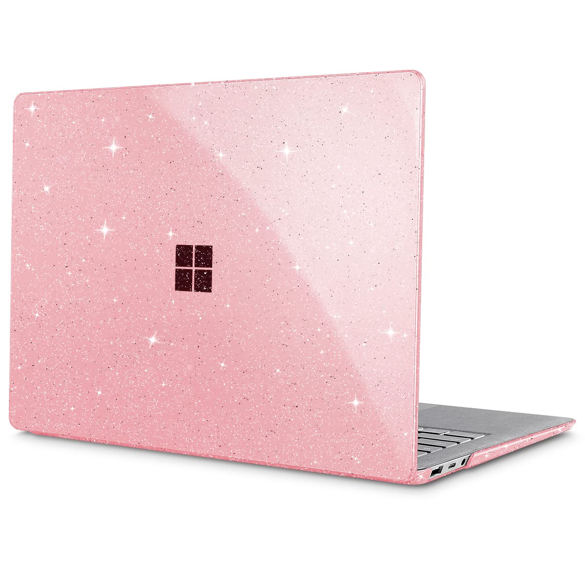 May Chen Case for 13.5" Microsoft Surface Laptop 3/4/5 with Alcantara Palm Rest Model 1867 1958 1950 (2019 2021 2022), Plastic Hard Shell Case with Keyboard Cover + Screen Protector, Pink Glitter