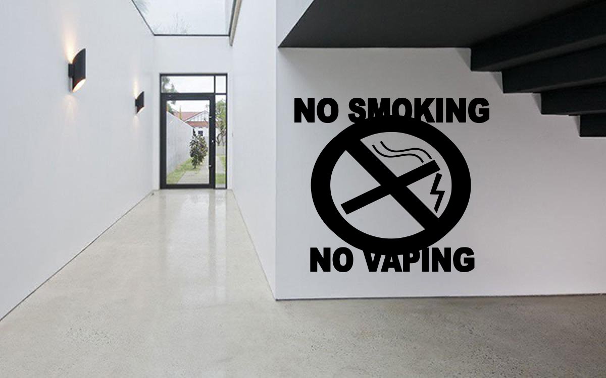 Wall Vinyl Sticker Decal No Smoking No Vaping Sign Vaporizer Vape Pen Store Shop Smoke E Cigarettes Liquid Coil Indoor Outdoor Logo SA738