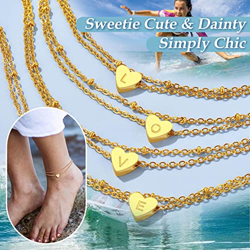 ChainsProMax Hotwife Anklet Initial Anklet Gold Plated Layered Letter C Ankle Bracelets for Women Gift