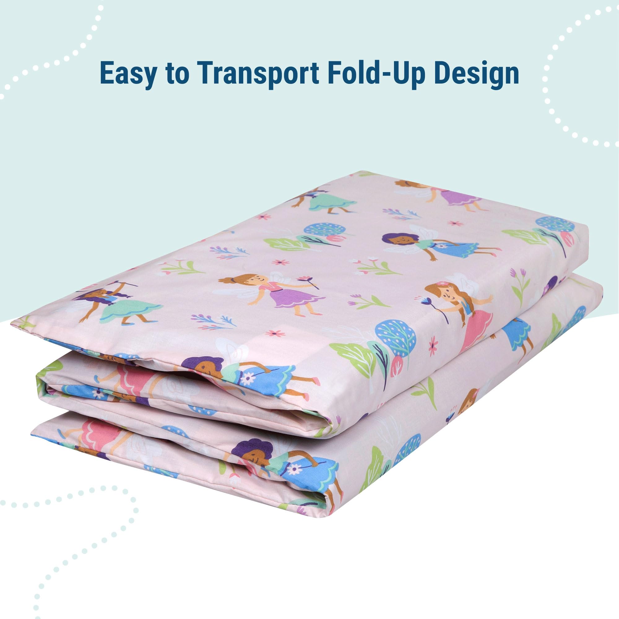 Wildkin Kids Nap Mat Cover – Soft, Sewn-in Flap, Durable & Fits 1.5"" Vinyl Sleep Mats - Fairy Garden