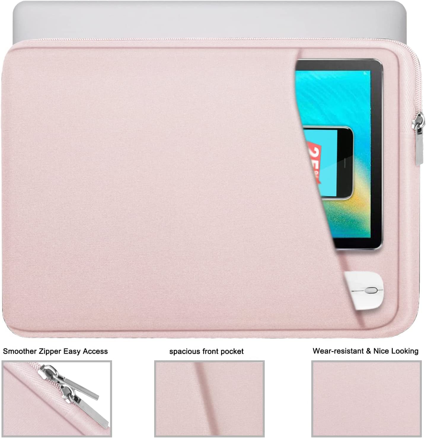 Laptop Case 14 inch, Durable Carrying Sleeve Bag Shockproof Protective Case Cover, Handbags Briefcase Laptop Bag Compatible with 14" MacBook Air/Pro HP Asus Lenovo Notebook Computer, Pink