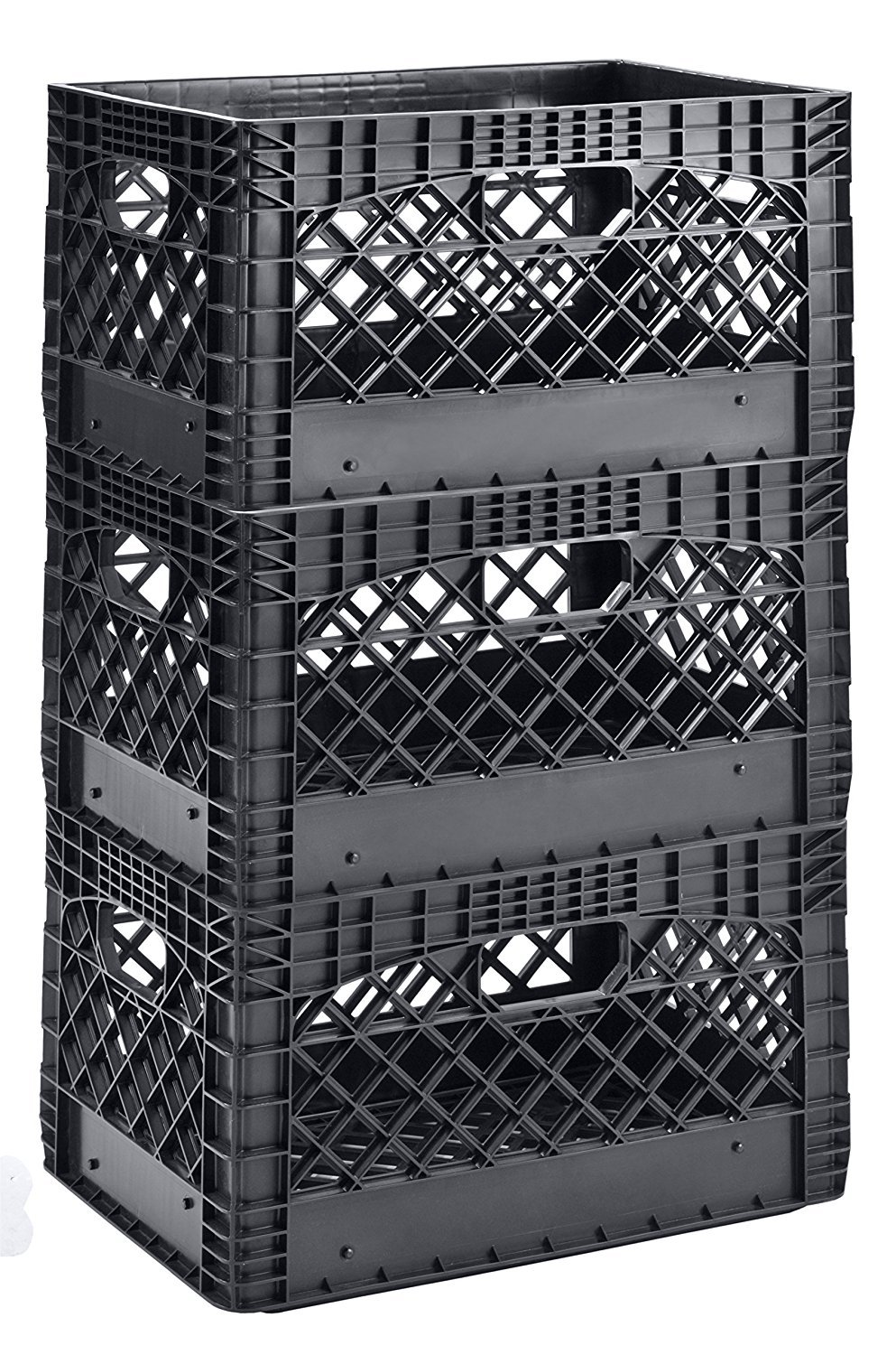 Muscle Rack PMK24QTB-3 24 quart 3 Pack black Heavy Duty Rectangular Stackable Dairy Milk Crates , 11" Height, 19" width (2 X 3 Pack)