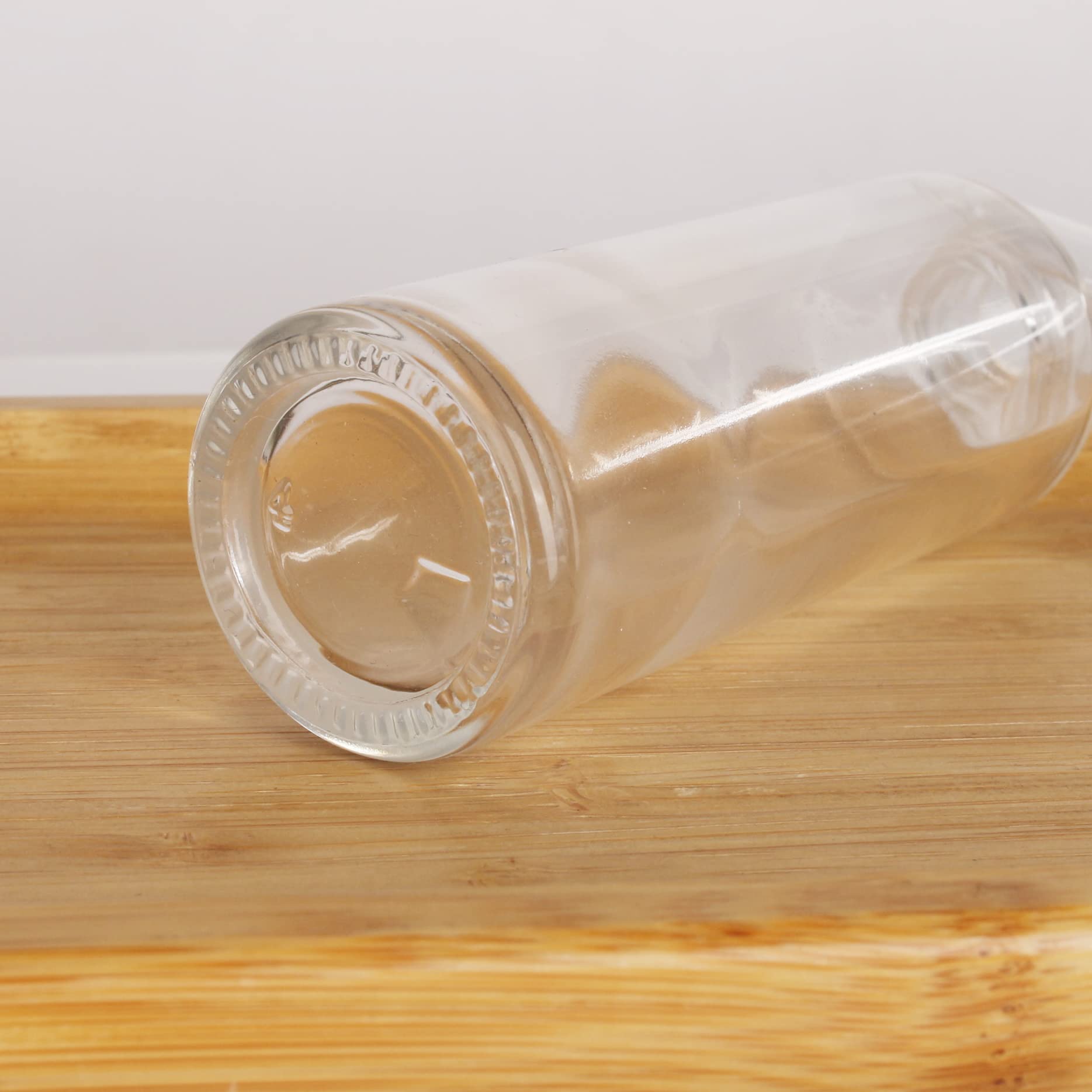 COSIDEA 6 PCS empty 60ml / 2 oz clear glass bottles with wood bamboo dropper lids for serum and essential oil, DIY cosmetics oils containers, travel perfume droppers bottle container