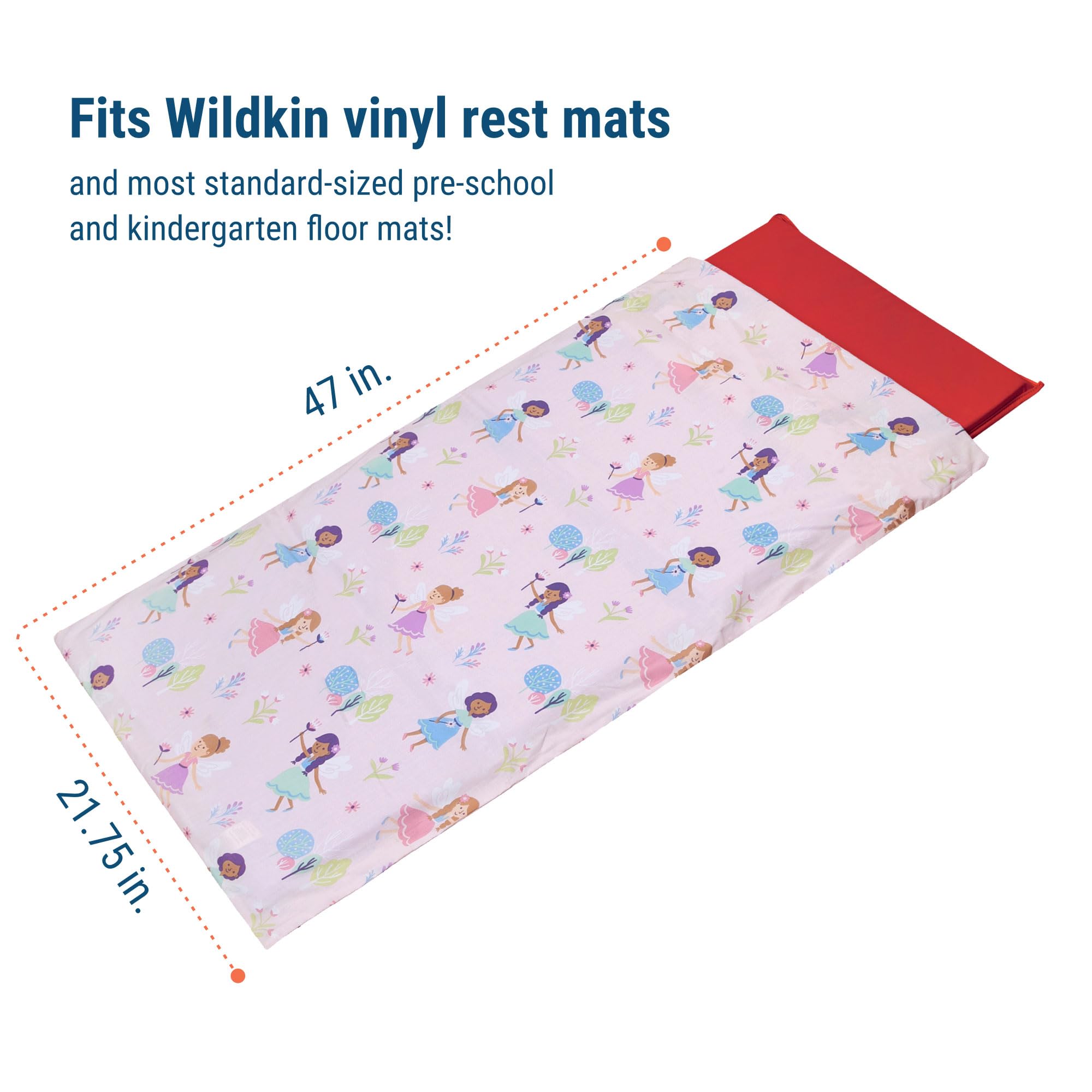 Wildkin Kids Nap Mat Cover – Soft, Sewn-in Flap, Durable & Fits 1.5"" Vinyl Sleep Mats - Fairy Garden