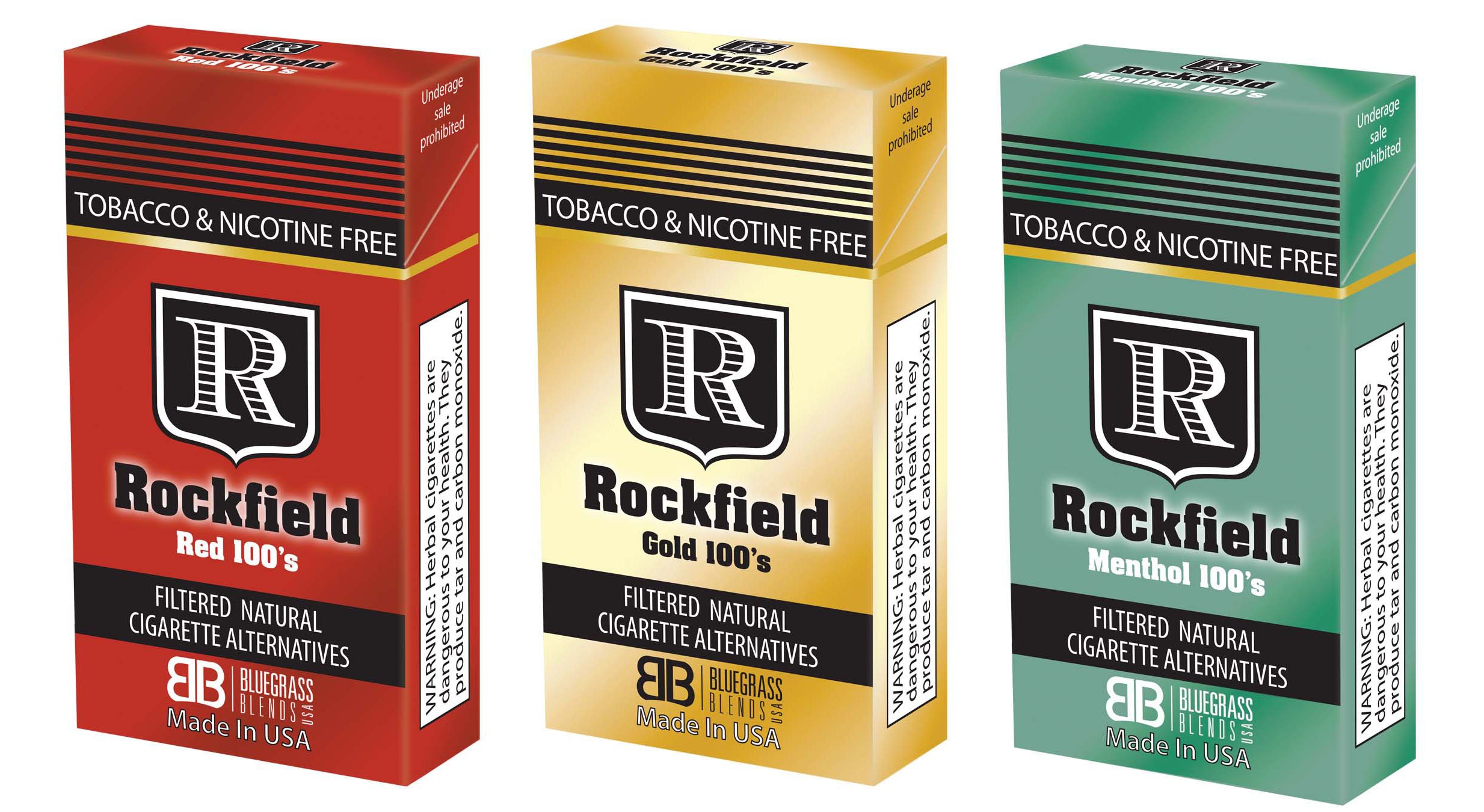 Tobacco Free Cigarette ALTERNATIVES - ROCKFIELD “Gold 100’S” - Tobacco Free - Nicotine Free - NITROSAMINE Free - Herbal Cigarette ALTERNATIVES
