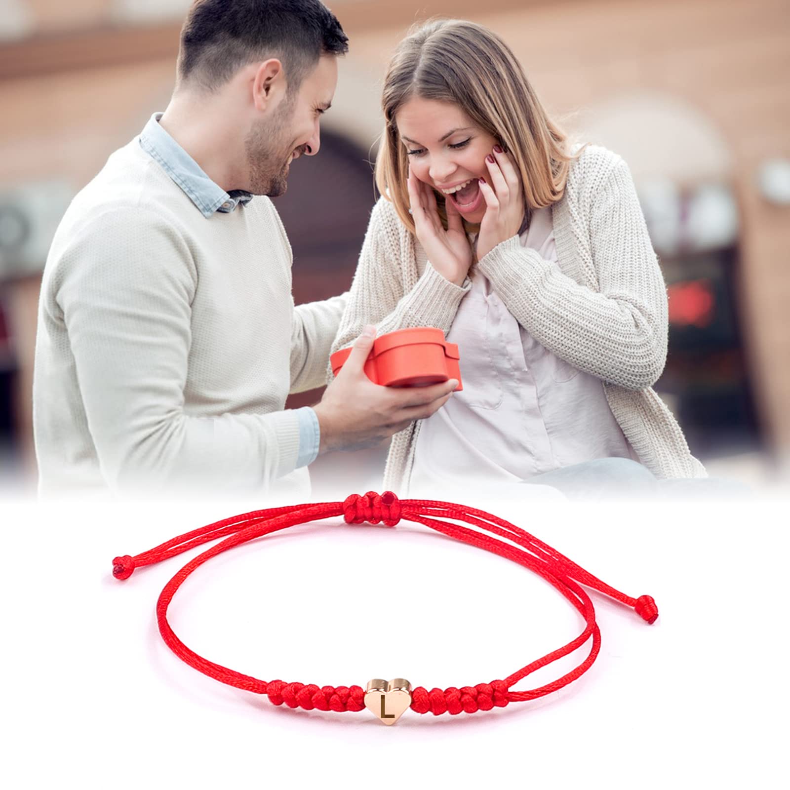 Initial Bracelet for Women Men Initial C Charm Letter Bracelets Red String Bracelets with Initials Handmade Rope Braided Personalized Birthday Gifts-26 Initials Available (C)