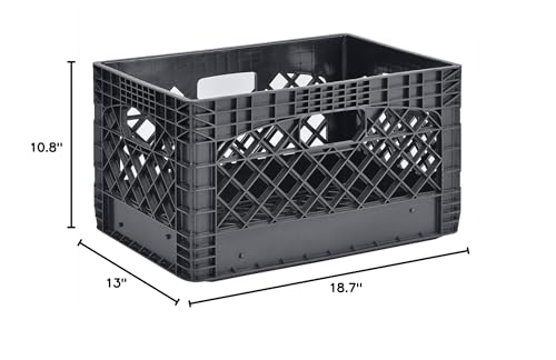 Muscle Rack PMK24QTB-3 24 quart 3 Pack black Heavy Duty Rectangular Stackable Dairy Milk Crates , 11" Height, 19" width (2 X 3 Pack)