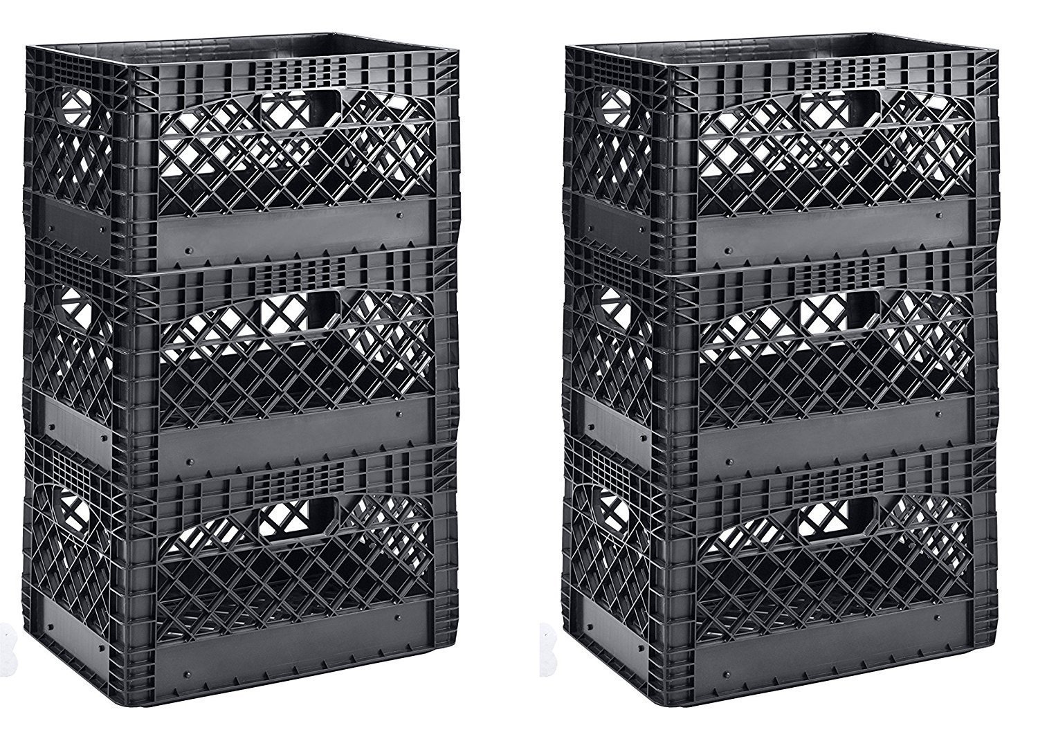 Muscle Rack PMK24QTB-3 24 quart 3 Pack black Heavy Duty Rectangular Stackable Dairy Milk Crates , 11" Height, 19" width (2 X 3 Pack)