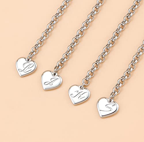 Bracelet Gift for Women Heart Initial Bracelets Stainless Steel Charm Bracelet Letter C Monogrammed Bracelets for Women
