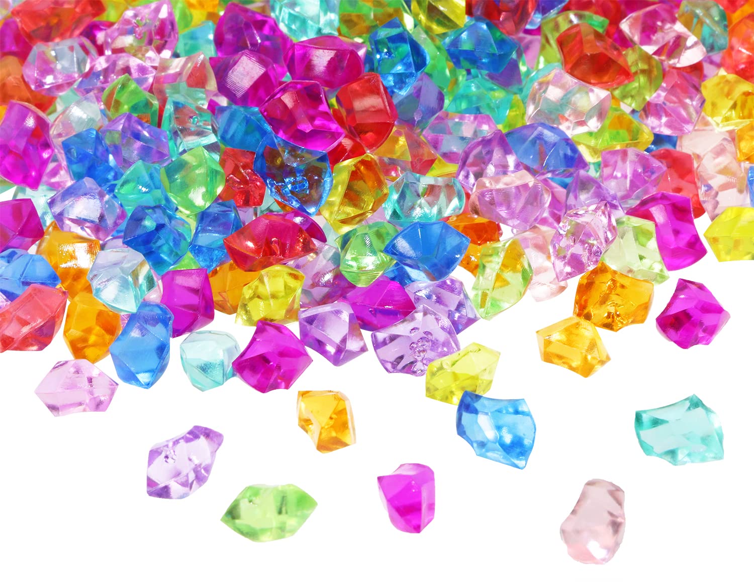 PENTA ANGEL Fake Crushed Ice Rocks 500 Pieces Diamonds Shape Plastic Resin Ice Cubes for Vase Filler Fish Tank Home Decoration Photography Props Table Scatter Party Favor (6X9mm, Mixed Color)