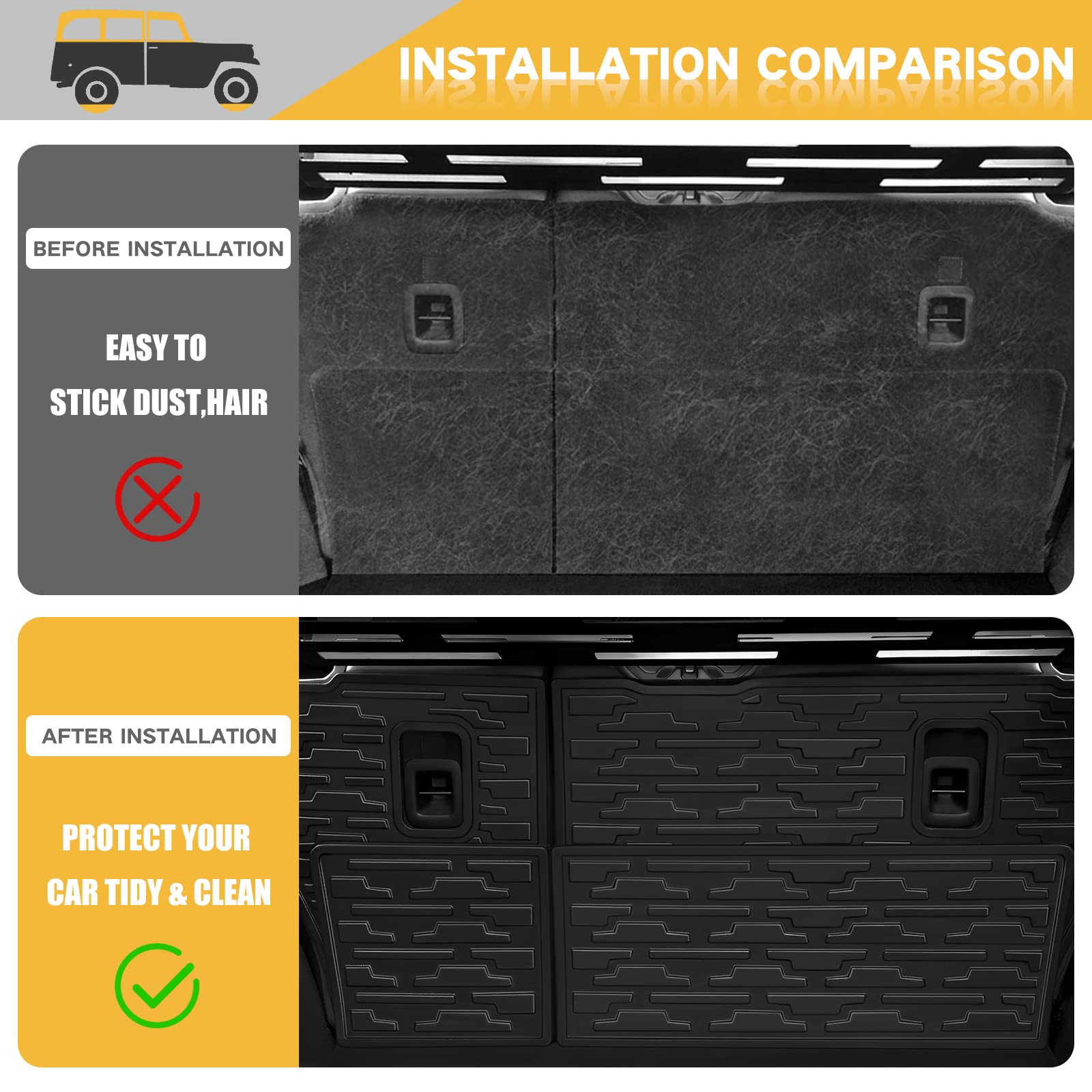 Utiiy Seat Back Cover Fit for 2018-2024 Jeep Wrangler JL Unlimited 4X4 Rear Cargo Mat with Subwoofer Seat Back Protector Backrest Mat Cover for Jeep Wrangler JL 4 Door Accessories(Backrest Mats)