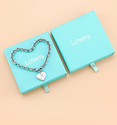 Bracelet Gift for Women Heart Initial Bracelets Stainless Steel Charm Bracelet Letter C Monogrammed Bracelets for Women