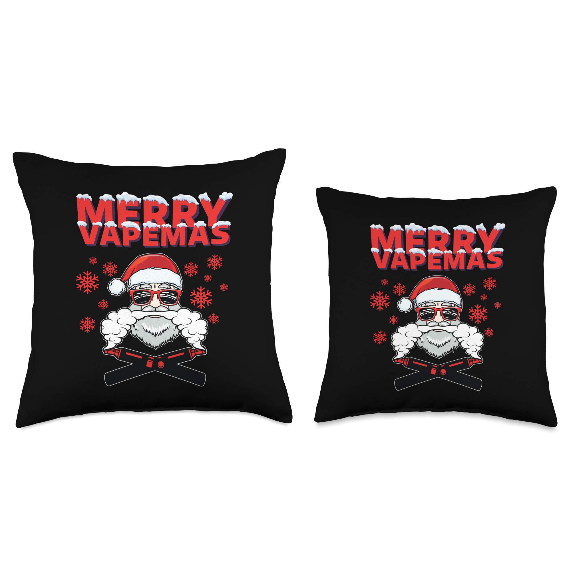 Vaper Lifestyle Apparel Merry Vapemas Santa-E-Cigarette Liquid Vape Throw Pillow, 18x18, Multicolor
