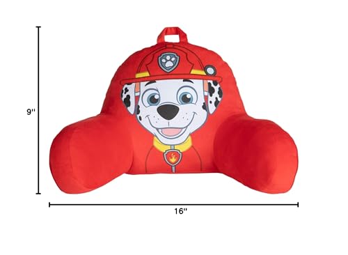 Paw Patrol Marshall Kids Back Resting Pillow for Reading and Watching TV – Bed Rest Pillow with Arms to Lounge with Comfortable Back Support – Great for The Bed or Couch