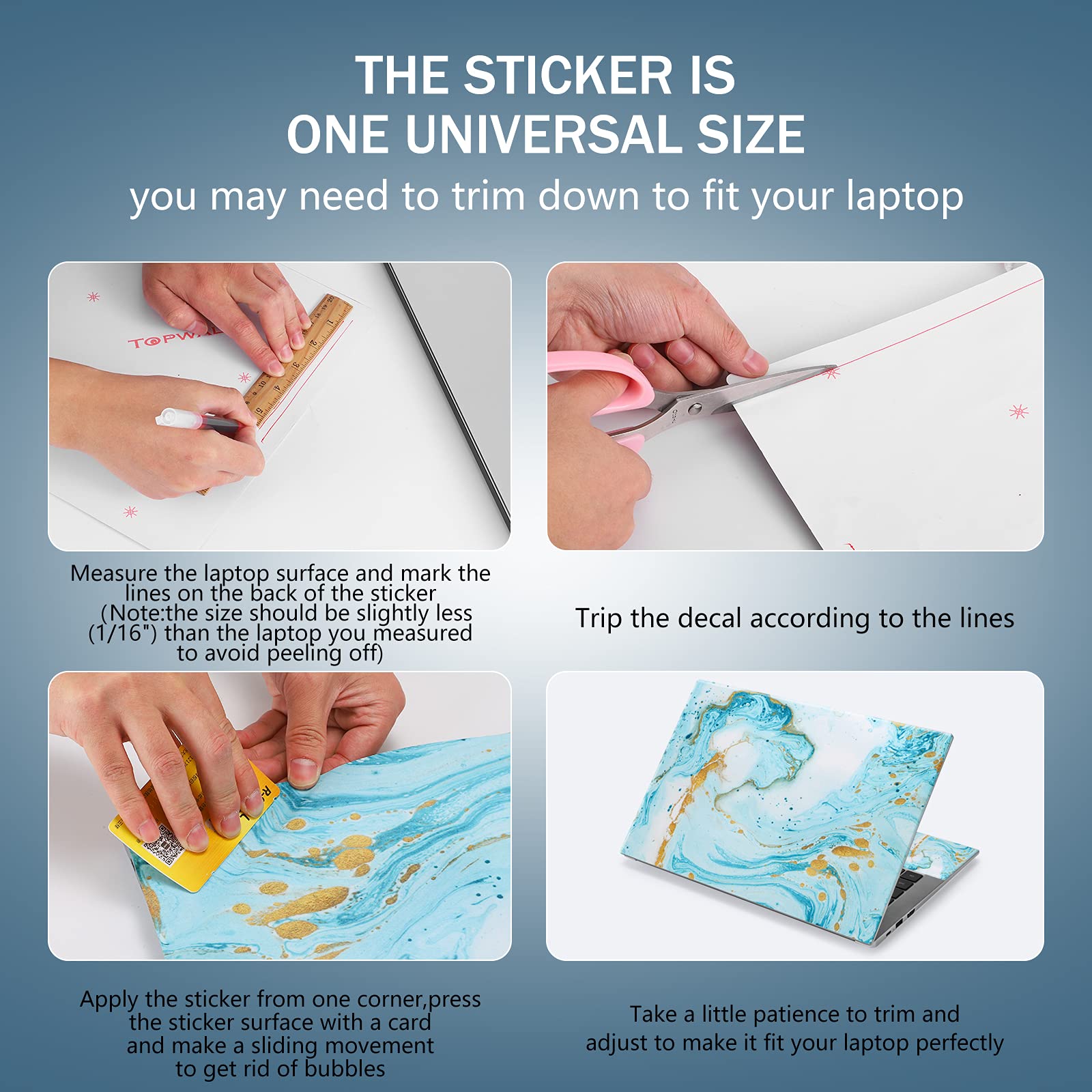 Vast Ocean Laptop Skin Sticker 15.6 Inches Personalized Universal 12.1 13 13.3 14 15 15.4 Inches Netbook Skin Sticker Reusable Notebook PC Art Protector by AORTDES