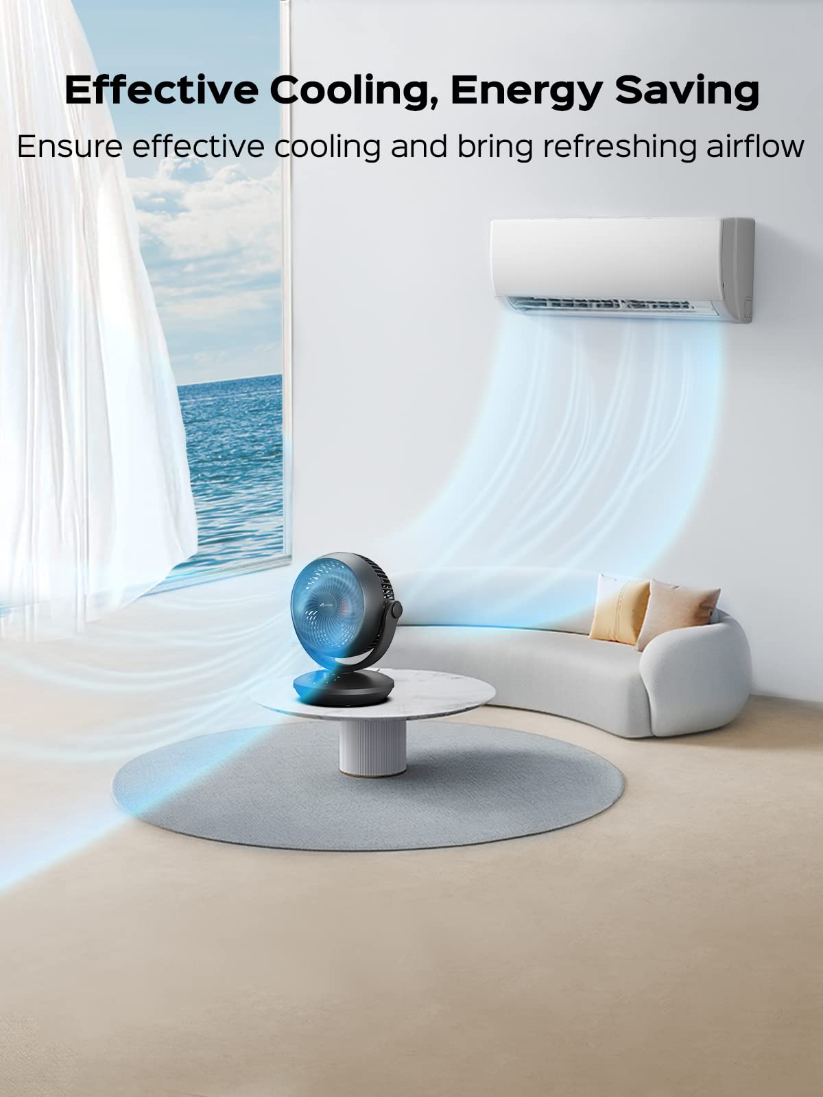 ZICOOLER Fan for Bedroom, 24dB Low Noise Table Fan, Strong Airflow Air Circulator Fan, 70° Oscillating Fan, 100° Adjustable Tilt, 3 Speeds, Portable Desk Fan for Office, Kitchen, Home, Black-Red