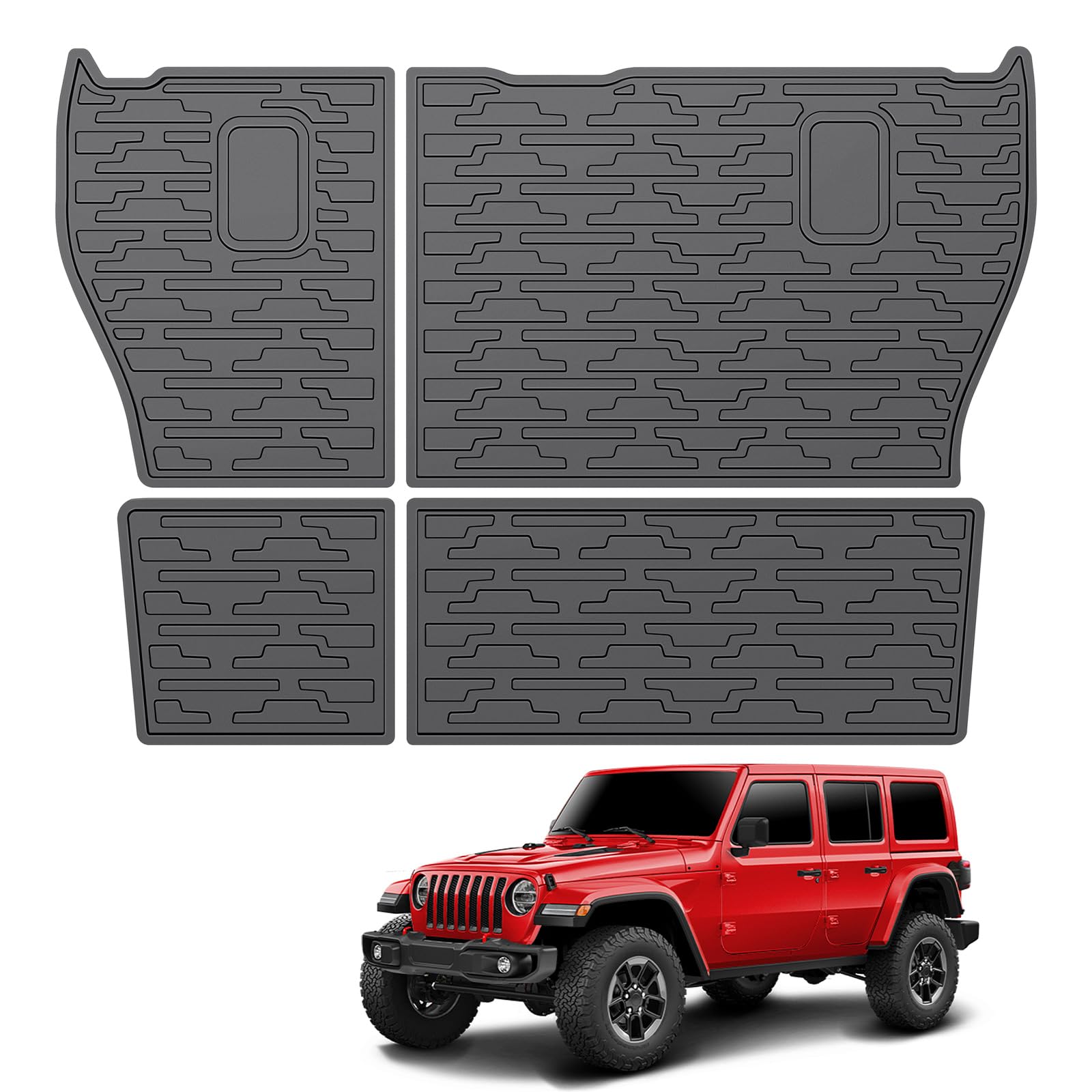 Utiiy Seat Back Cover Fit for 2018-2024 Jeep Wrangler JL Unlimited 4X4 Rear Cargo Mat with Subwoofer Seat Back Protector Backrest Mat Cover for Jeep Wrangler JL 4 Door Accessories(Backrest Mats)
