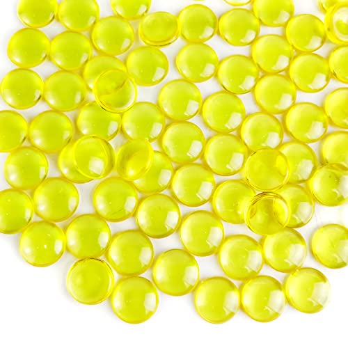 HappyFiller 650 PC Yellow Acrylic Flat Marbles,Fake Gemstones Table Scatters Gems,Bowl Vase Fillers,Party Wedding Centerpieces,Room,Kitchen Floral Candle Holder Decor,Arts Crafts, Easter,Spring,Summer
