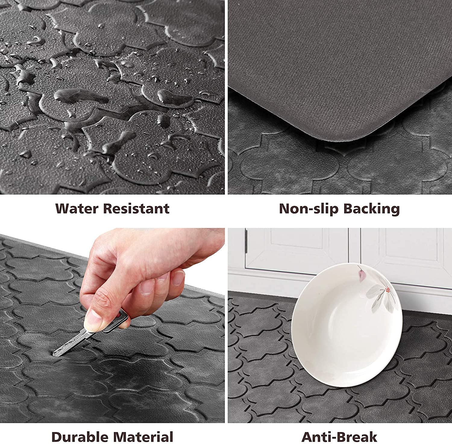 WISELIFE Kitchen Mat Cushioned Anti Fatigue Floor Mat,Thick Non Slip Waterproof Kitchen Rugs and Mats,Heavy Duty Foam Standing Mat for Kitchen,Floor,Office,Desk,Sink,Laundry (17.3"x28"+17.3"x60")