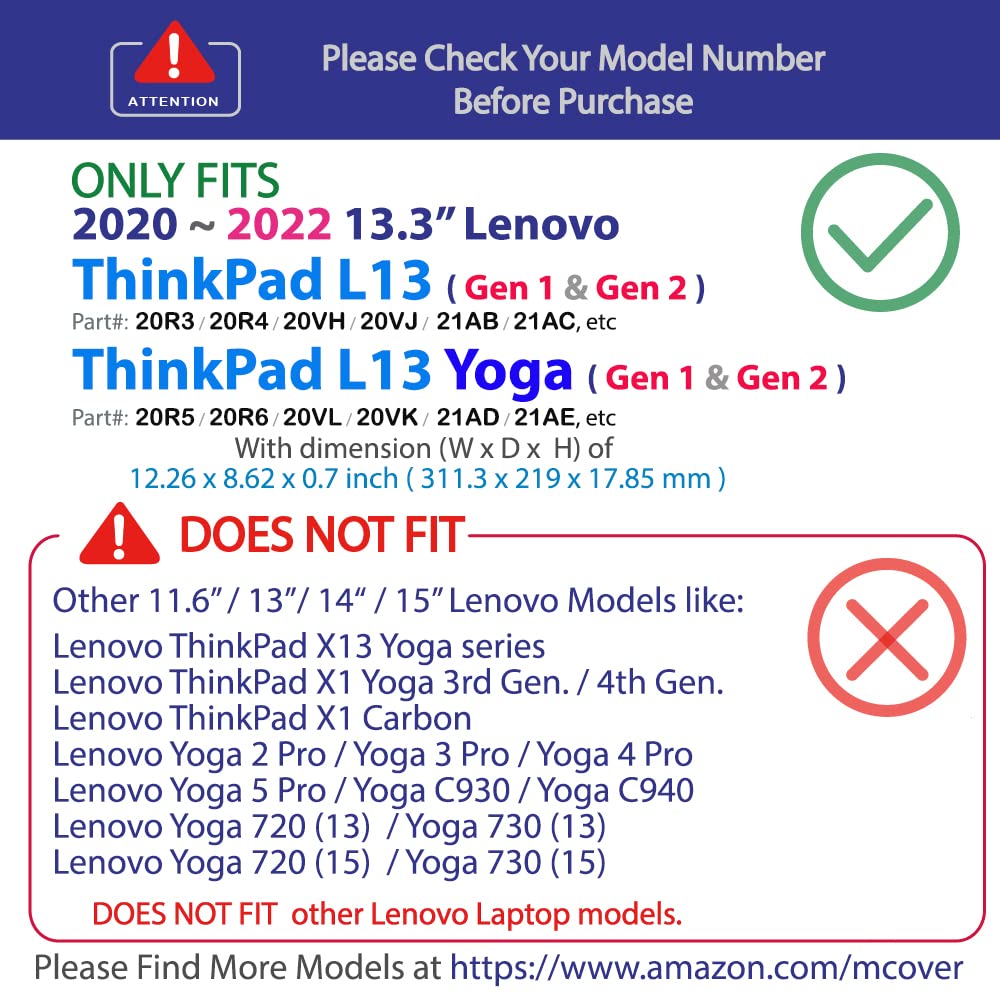 mCover Case Compatible for 2020~2022 13.3" Lenovo ThinkPad L13 Yoga / L13 Gen 1 / Gen 2 Laptop Computers ONLY (NOT Fitting Other Lenovo ThinkPad Models) - Pink