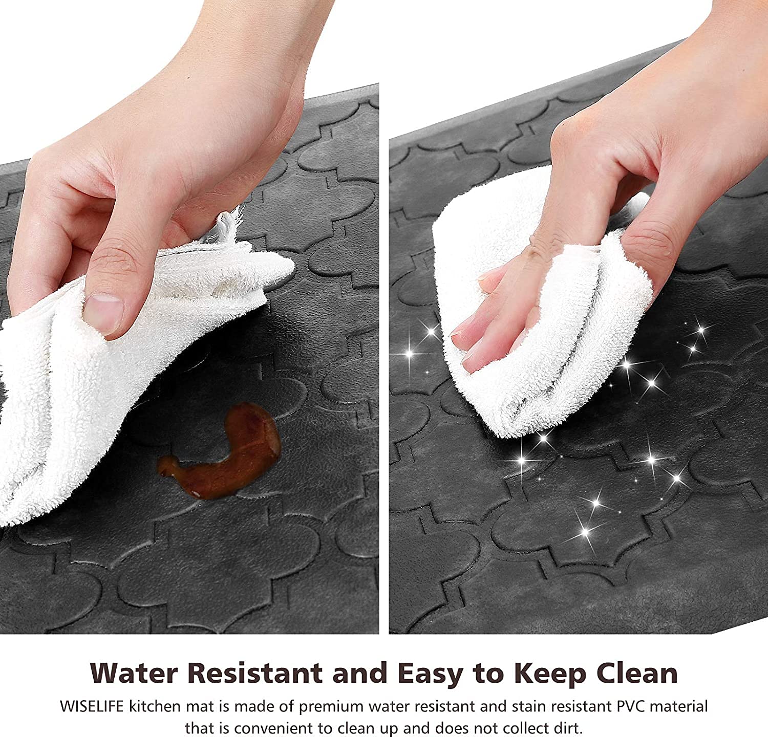 WISELIFE Kitchen Mat Cushioned Anti Fatigue Floor Mat,Thick Non Slip Waterproof Kitchen Rugs and Mats,Heavy Duty Foam Standing Mat for Kitchen,Floor,Office,Desk,Sink,Laundry (17.3"x28"+17.3"x60")
