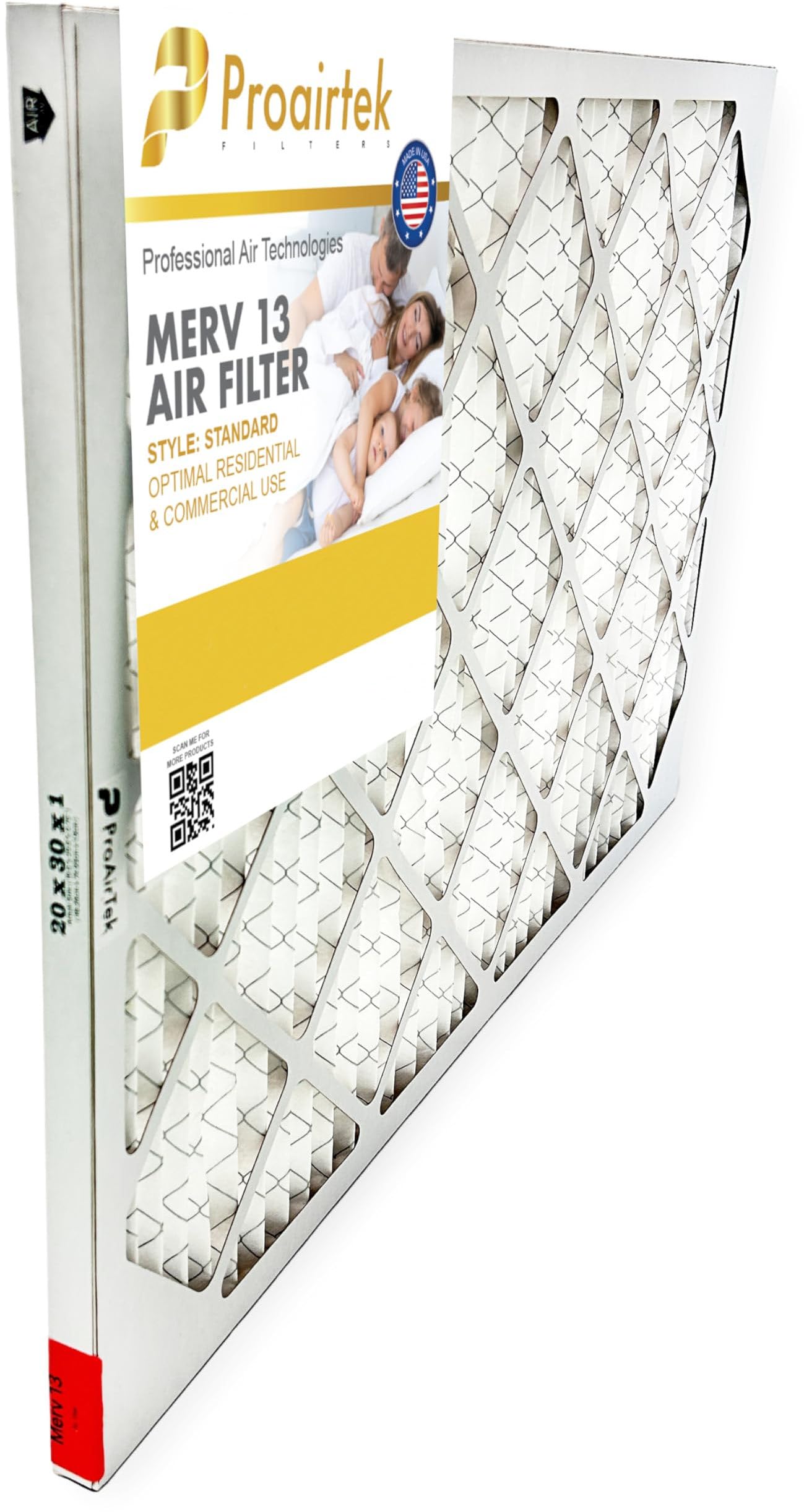 Proairtek AF20301M13SWH Model 20x30x1 Pack of 4 Air Filters, MERV 13; Ideal for Anyone Wanting Clean, Crisp Air in Their Home