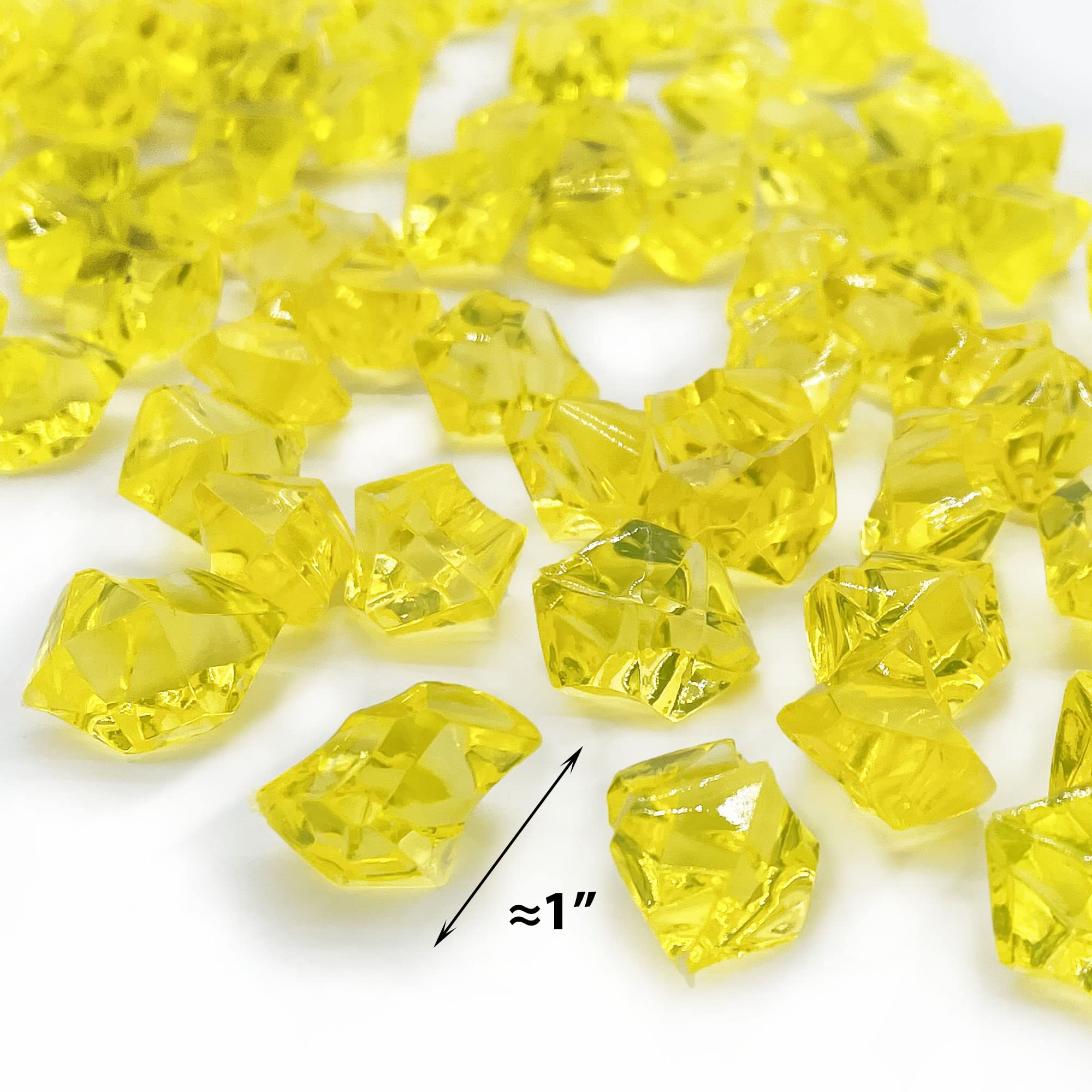 CYS EXCEL Acrylic Yellow Crushed Ice Vase Fillers (Approx. 180-190 PCS, 3 Cups) | Multiple Color Choices Plastic Crushed Glass for Arts & Crafts | Acrylic Rock Gems Table Scatter