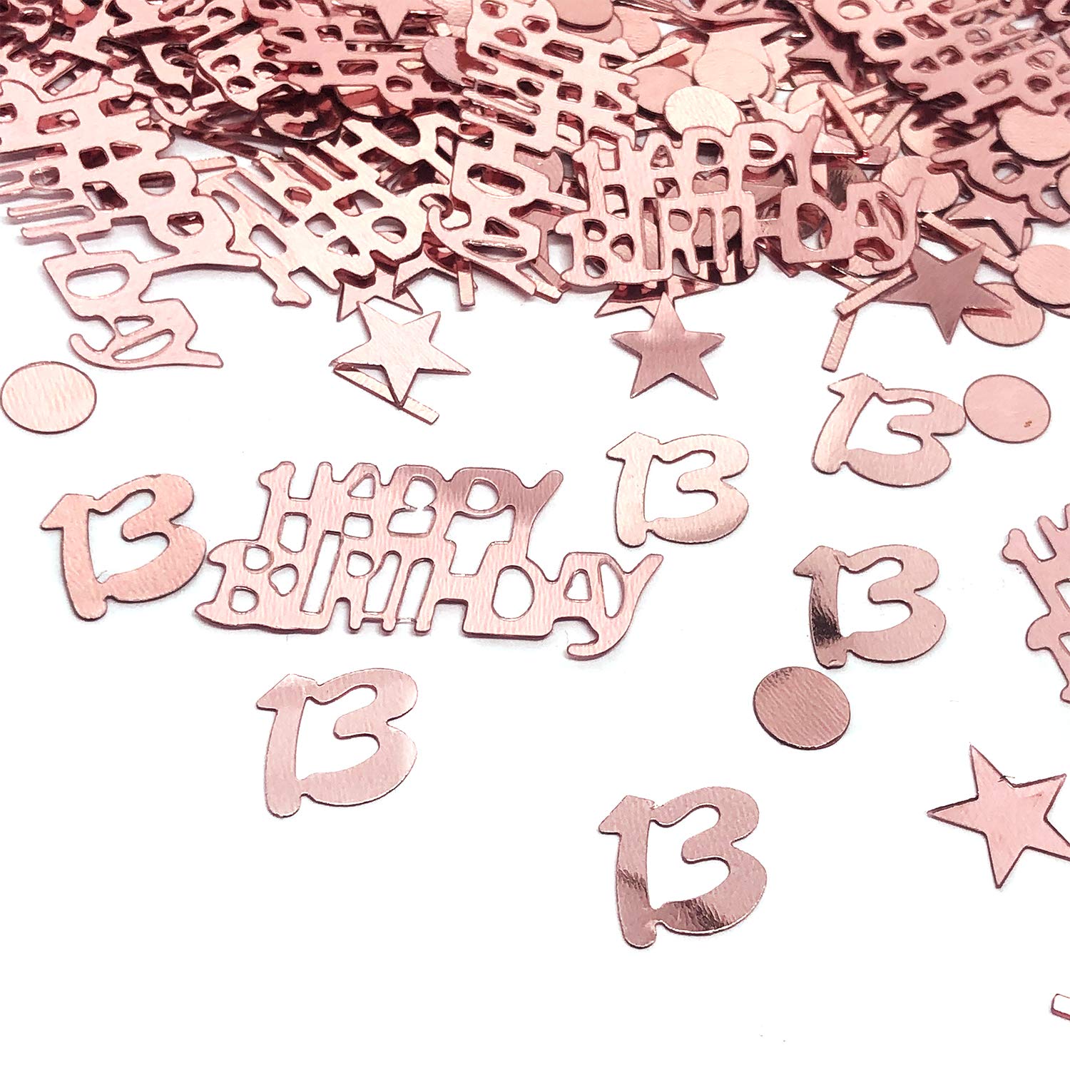 TFYU Happy Birthday Party Table Confetti - Twinkle Stars Foil Metallic Sequins Confetti and Special Events Table Scatters Decorations Confetti Decorations about 700pcs(Rose gold) (13 years old)