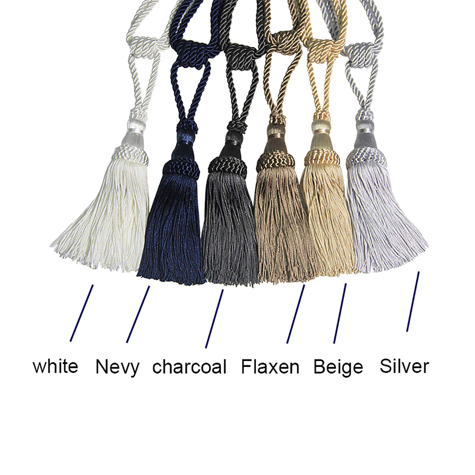 Fenghuangwu 2PCS Curtain Tassel Tiebacks, Handmade Tassels Curtain Tie-Backs Rope Holdbacks for Home Office Decor-Beige