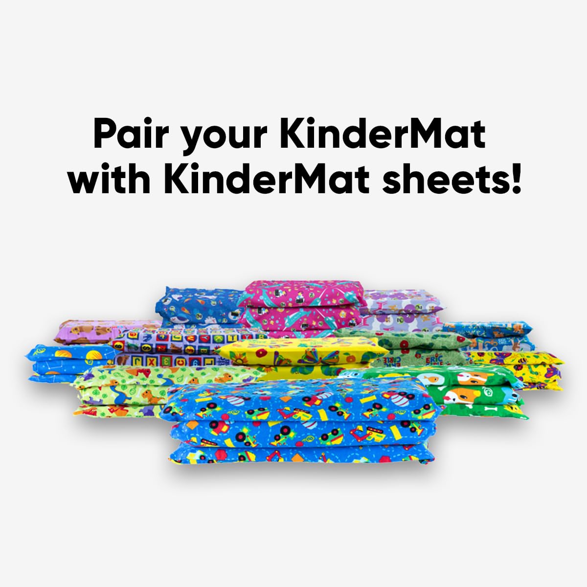 CASE Pack of 6 KinderMat Jr. Daydreamer, 2 inches Thick, 4-Section Rest Mat, 44" x 19" x 2", Blue/Teal, 100% Made in USA (CASE of 6: 500220 2" Jr. Daydreamer)