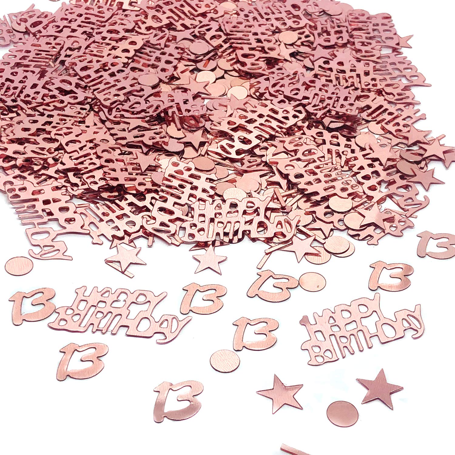 TFYU Happy Birthday Party Table Confetti - Twinkle Stars Foil Metallic Sequins Confetti and Special Events Table Scatters Decorations Confetti Decorations about 700pcsļ¼Rose goldļ¼ (13 years old)