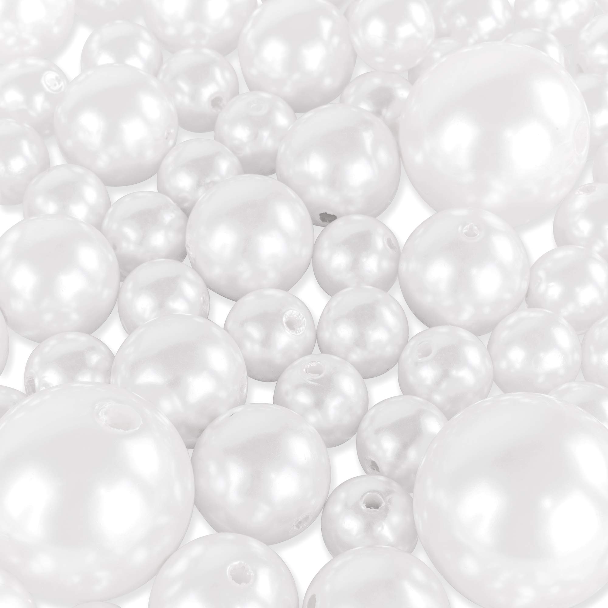 Super Z Outlet Elegant Glossy Polished Pearl Beads for Vase Fillers, DIY Jewelry Necklaces, Table Scatter, Wedding, Birthday Party Home Decoration, Event Supplies (8 Ounce Pack, 70 Pieces) (White)