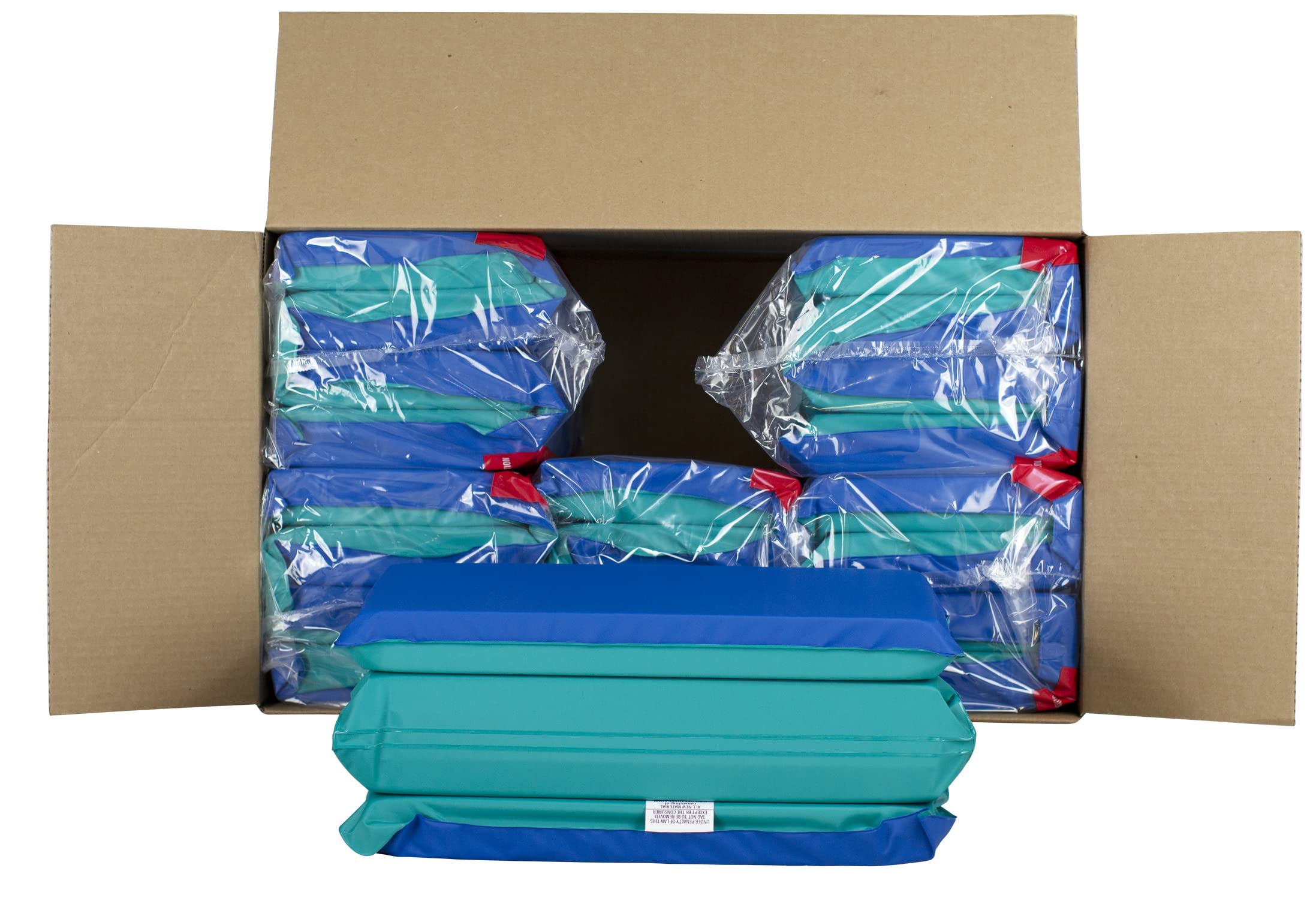 CASE Pack of 6 KinderMat Jr. Daydreamer, 2 inches Thick, 4-Section Rest Mat, 44" x 19" x 2", Blue/Teal, 100% Made in USA (CASE of 6: 500220 2" Jr. Daydreamer)