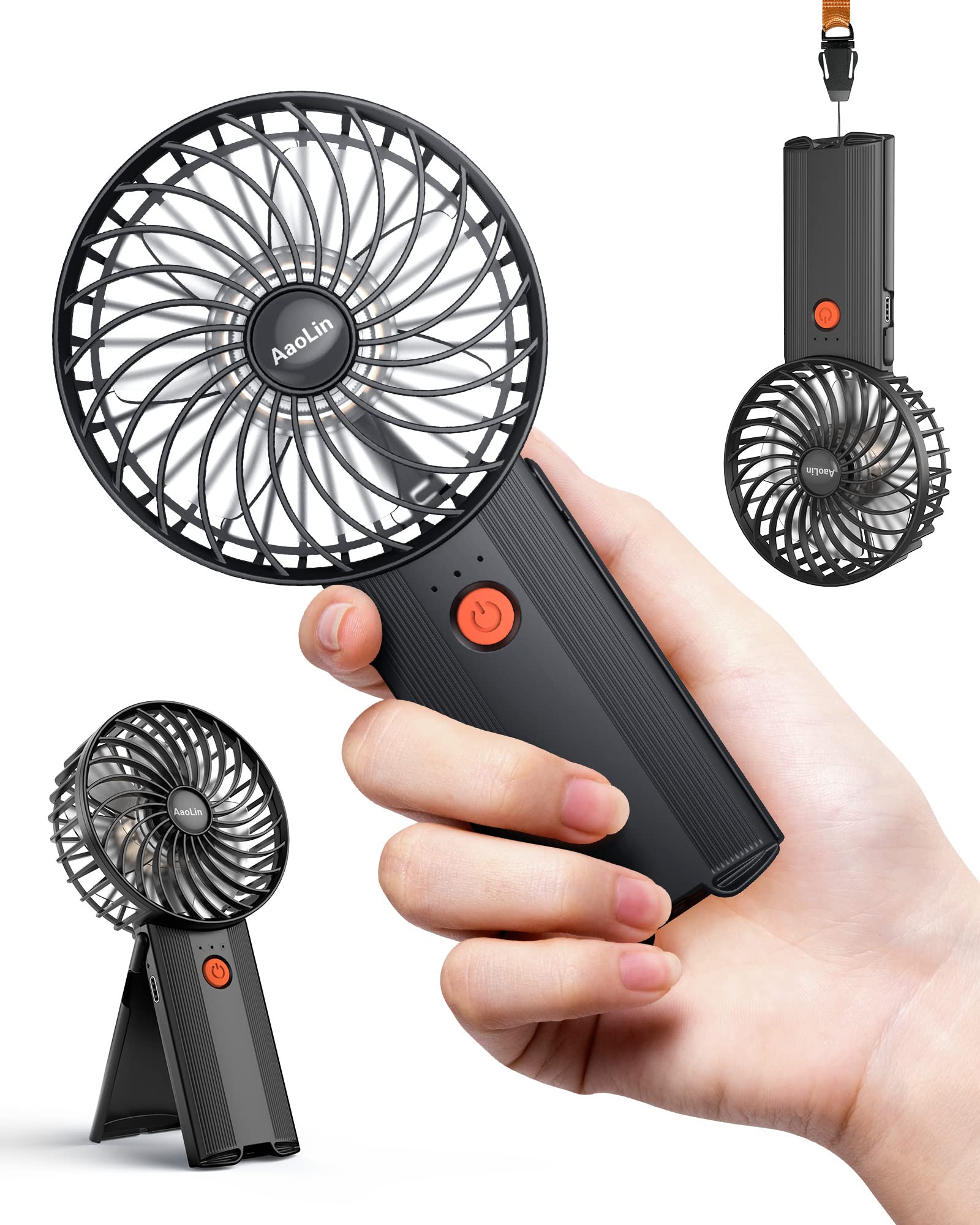 AaoLin Handheld Fan and Desk Tower Fan, 4 Speeds [6-15H Working Time] Hand Held Fan & 10000mAh Rechargeable Oscillating Table Fan, Max Last 30Hrs