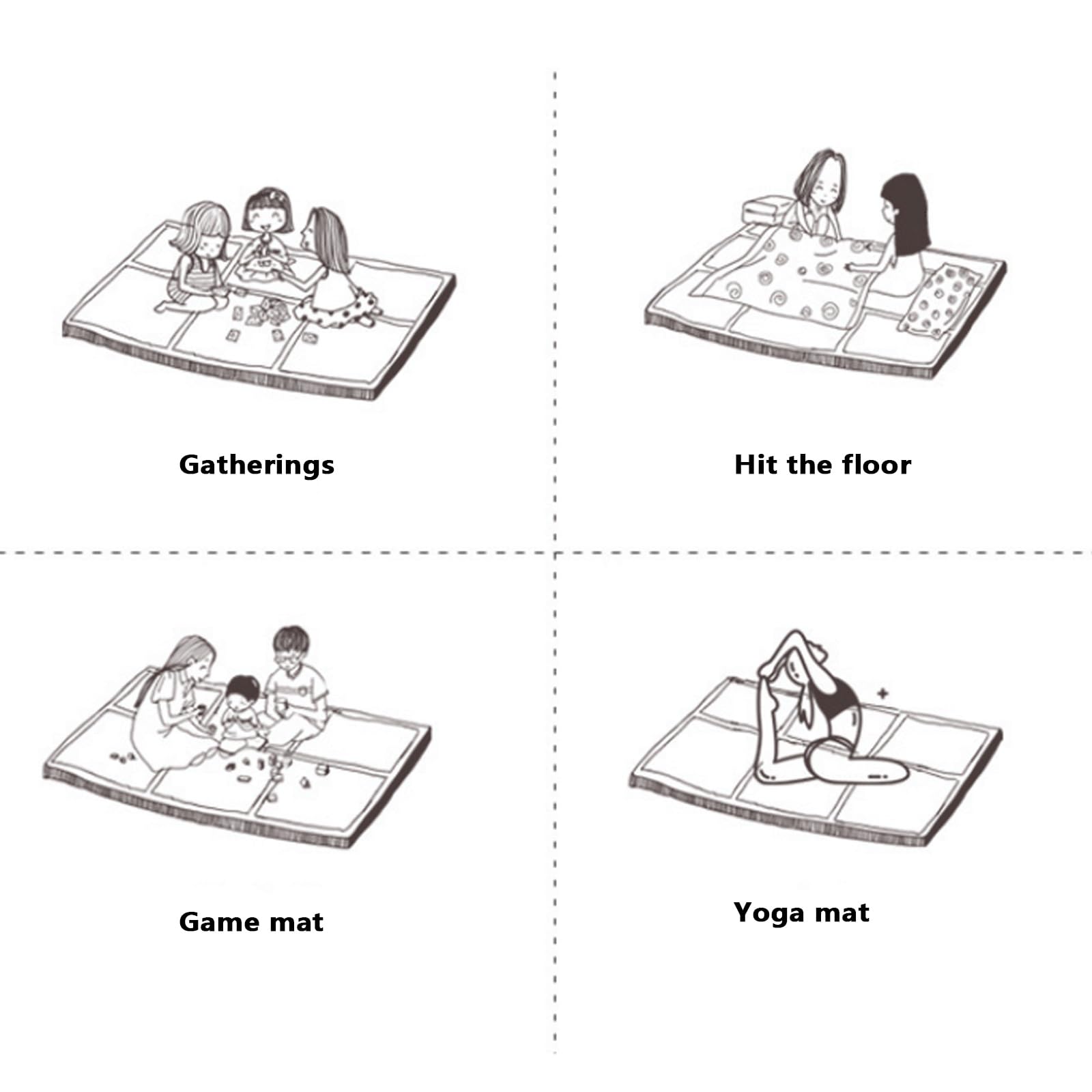 Tatami Carpet Mat Non-Slip Foldable, Rattan Sleeping Mat Crawling Mats, Living Room Bedroom Area Rug Soft Cushion Floor Futon, Japanese Floor Bed Sleeping Rest Playing Mat