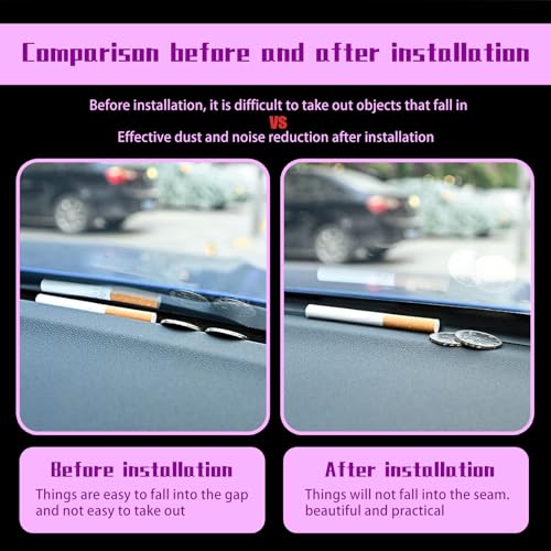 UGSHY Pack of 1 Car Dashboard Seal Strip, 5.24Ft Rubber Seal Protector Guard Strip, Universal Slit Windshield Trim, for Trucks, Boats, RVs (Black)
