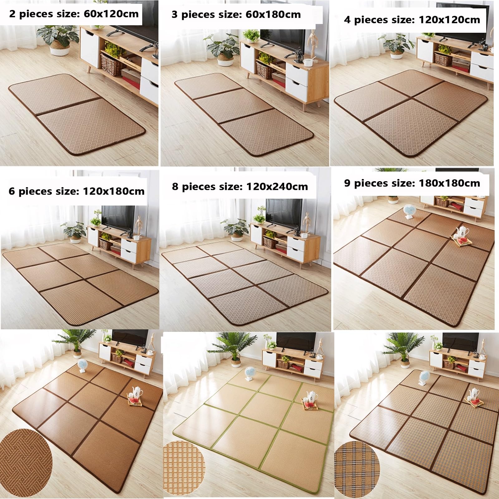 Tatami Carpet Mat Non-Slip Foldable, Rattan Sleeping Mat Crawling Mats, Living Room Bedroom Area Rug Soft Cushion Floor Futon, Japanese Floor Bed Sleeping Rest Playing Mat