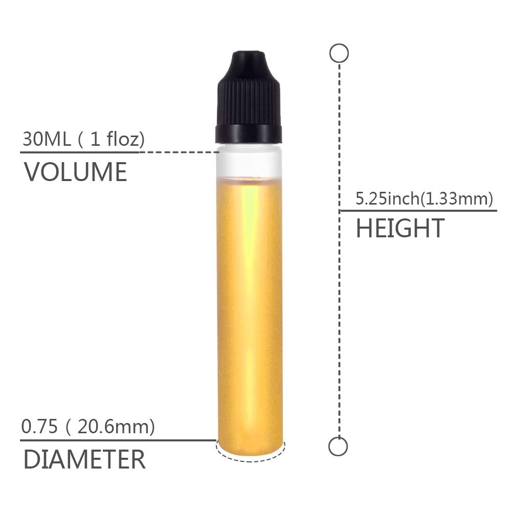 Joyclub 20 Pack 30mL LDPE Plastic Unicorn Dropper Bottle 1 oz Ink Liquid Applicator Squeezable Bottles with Childproof Cap and Thin Tip (Black)