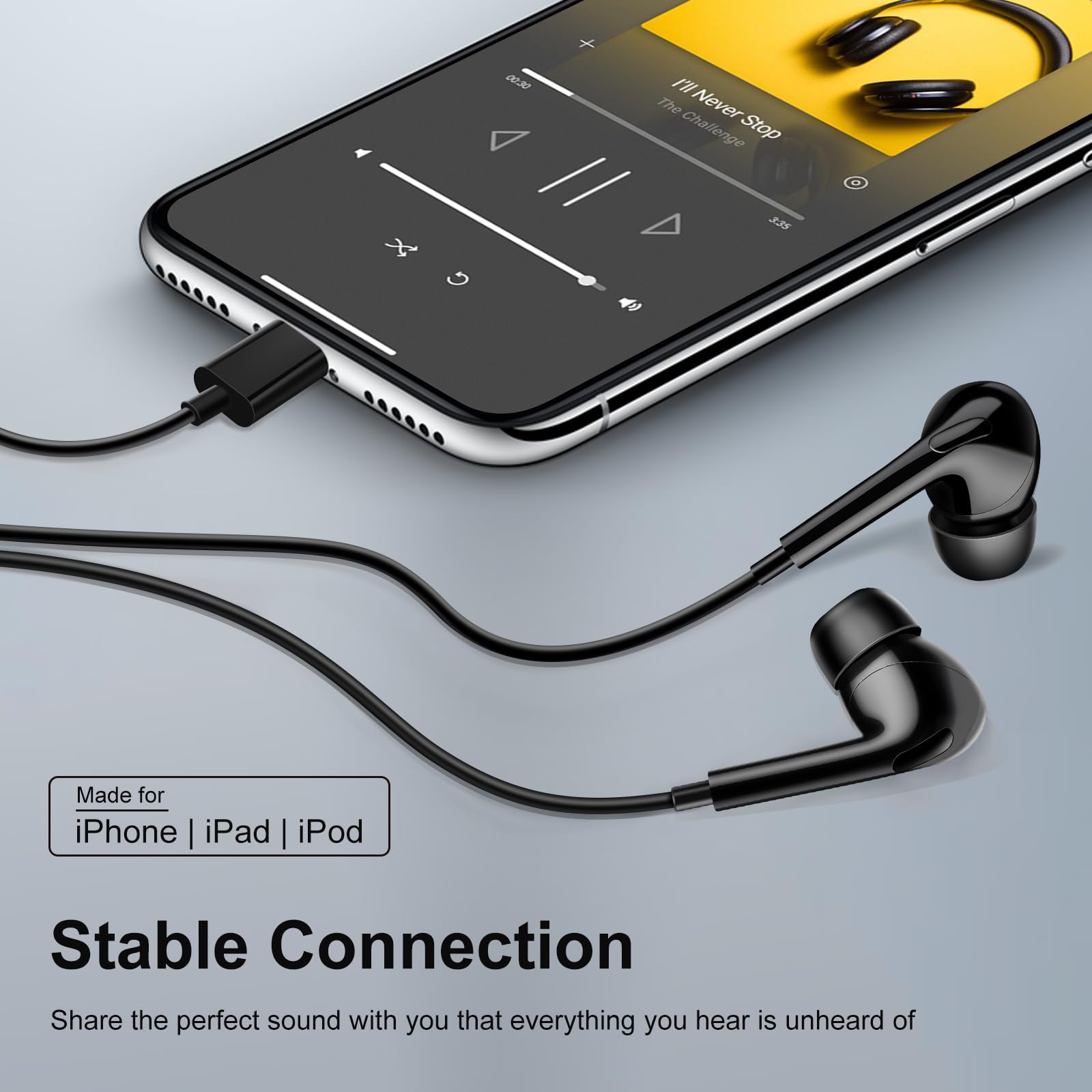 Coolden Wired Earbuds for iPhone 14/13/12/11 Earphones, in-Ear Headphones with Microphone Volume Control HiFi Stereo Headsets Compatible with iPhone 14 Pro/13Pro/12/11/XR/XS/X/7/7Plus/8/8Plus,Black