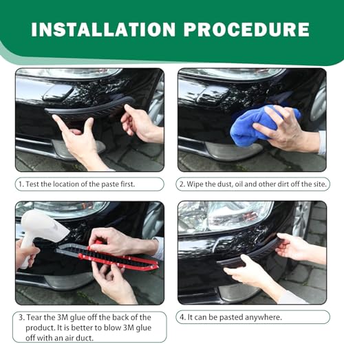 gunhunt 2 PCS Car Bumper Anti-Collision Strip, 15.7" x 2" PVC Wear-Resistant Anti-Scratch Protective Devices, Front and Rear Corner Bumper Body Decoration, Universal for Most Cars Accessories (Black)
