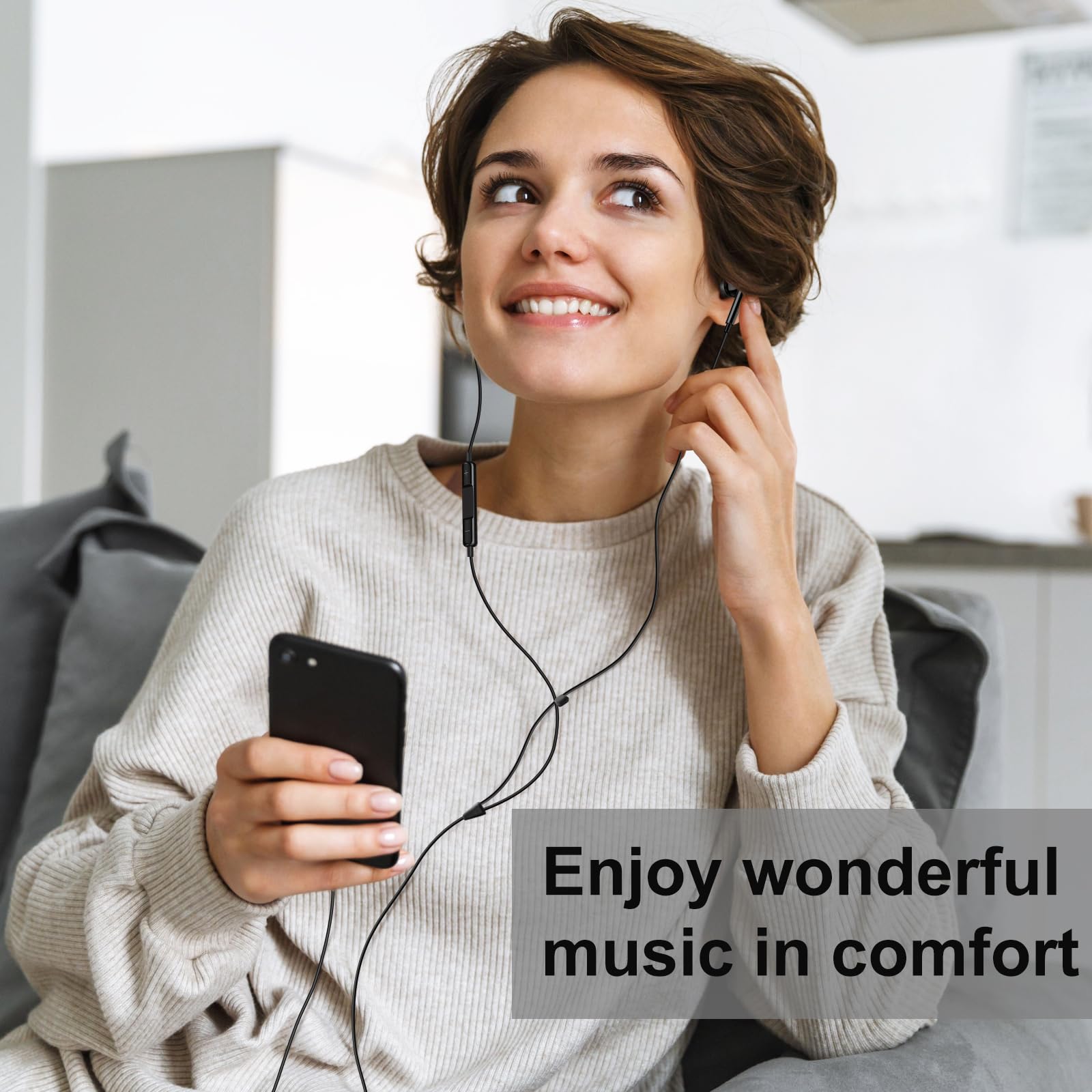 Coolden Wired Earbuds for iPhone 14/13/12/11 Earphones, in-Ear Headphones with Microphone Volume Control HiFi Stereo Headsets Compatible with iPhone 14 Pro/13Pro/12/11/XR/XS/X/7/7Plus/8/8Plus,Black