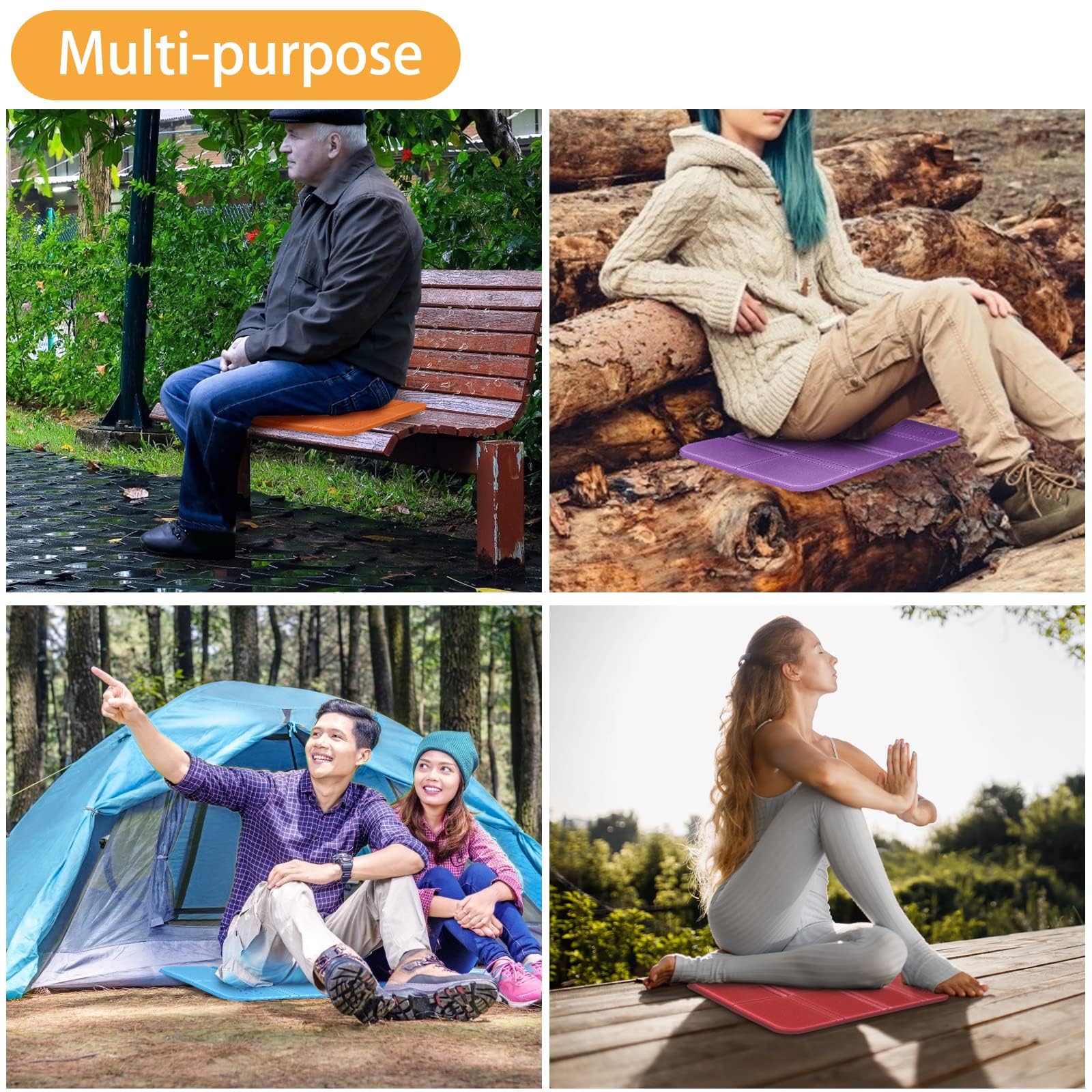 EEEKit Foldable Seat Cushion, 4 Pack Waterproof Sitting Pad for Backpacking, 15x11inch Seat Mats for Camping Outdoor Sports