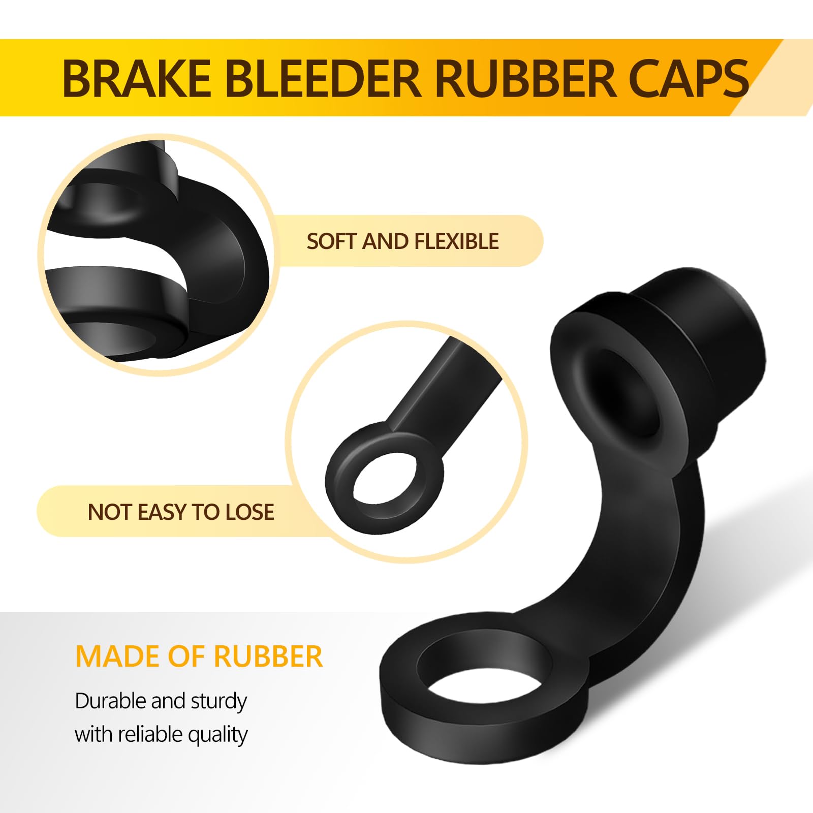 Sodcay 24 PCS Car Bleeder Rubber Caps, 8mm Brake Pump Drain Screw Cap Grease Fitting Dust Cover, High-Performance Brake Filler Bleeder Cap, Universal Accessories for Cars Motorcycles (Black)