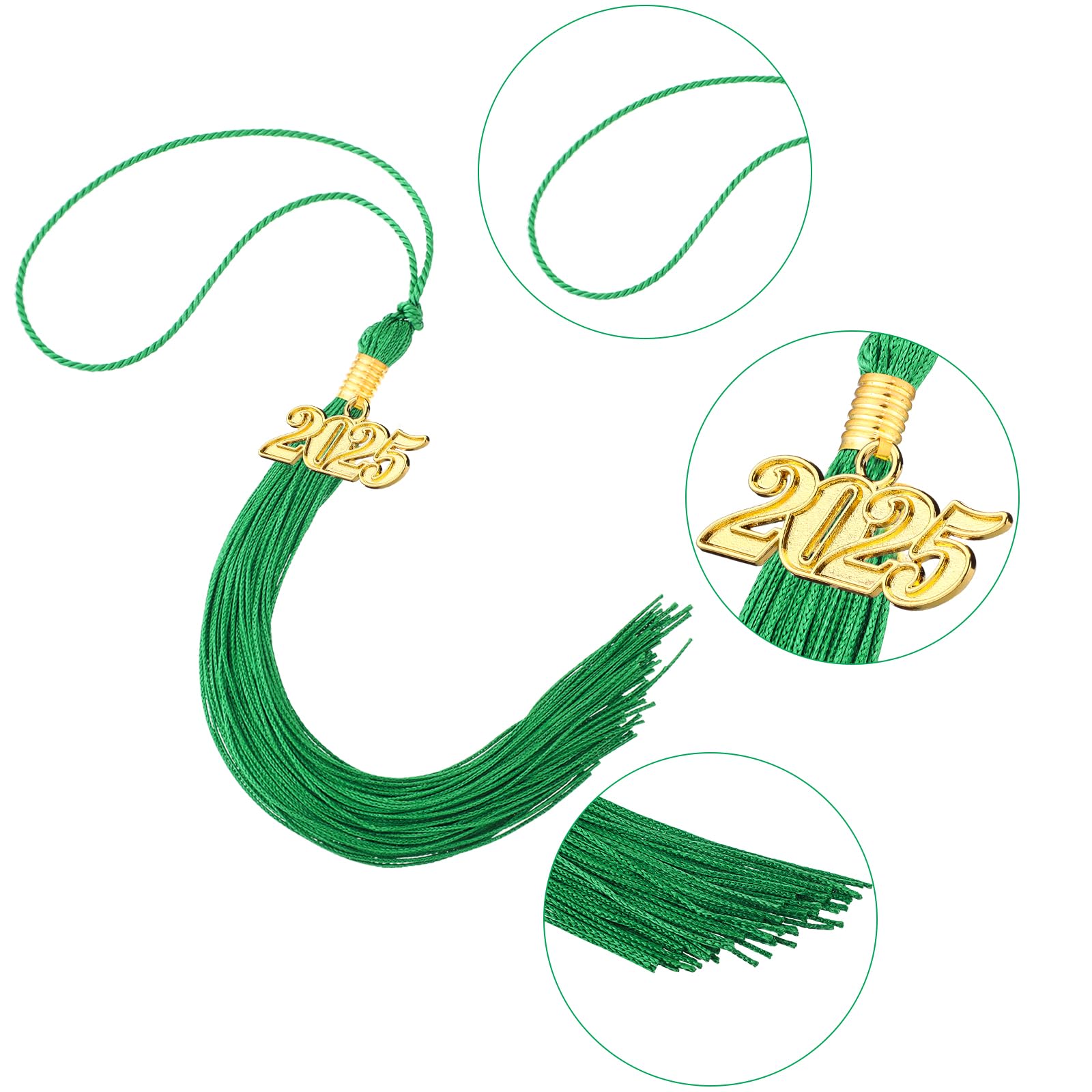 Yaomiao 14 Pieces 2025 Year Charm Graduation Tassel Academic Graduation Hat Tassel with Decoration for Graduates Ceremonies Parties Accessories(Green)